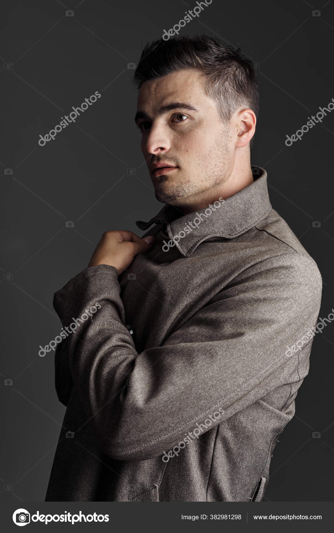 Handsome Young Man Dark Background Studio Shot Stock Photo by ...