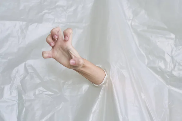 Female Hand Cup Tearing Plastic Polyethylene — Stock Photo © ShotStudio ...