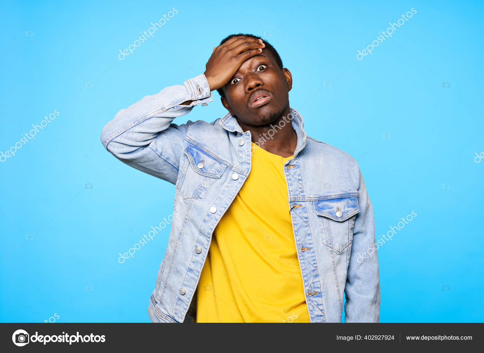 Young African Confused Man Isolated Blue Background — Stock Photo ...