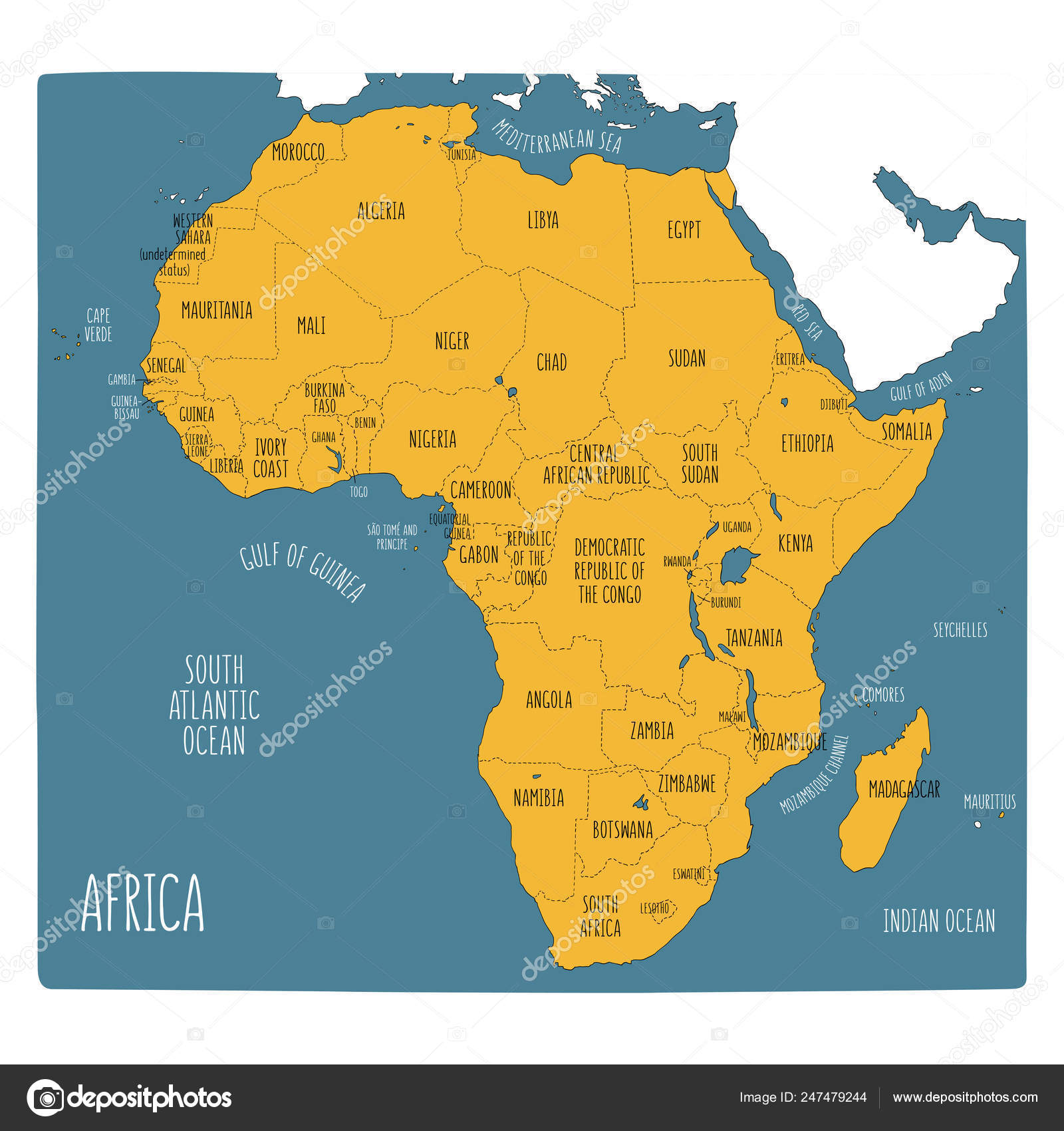 Hand drawn political map of Africa. Stock Vector by ©LaraFields 247479244