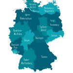 Germany map (colored by states and administrative districts) with ...