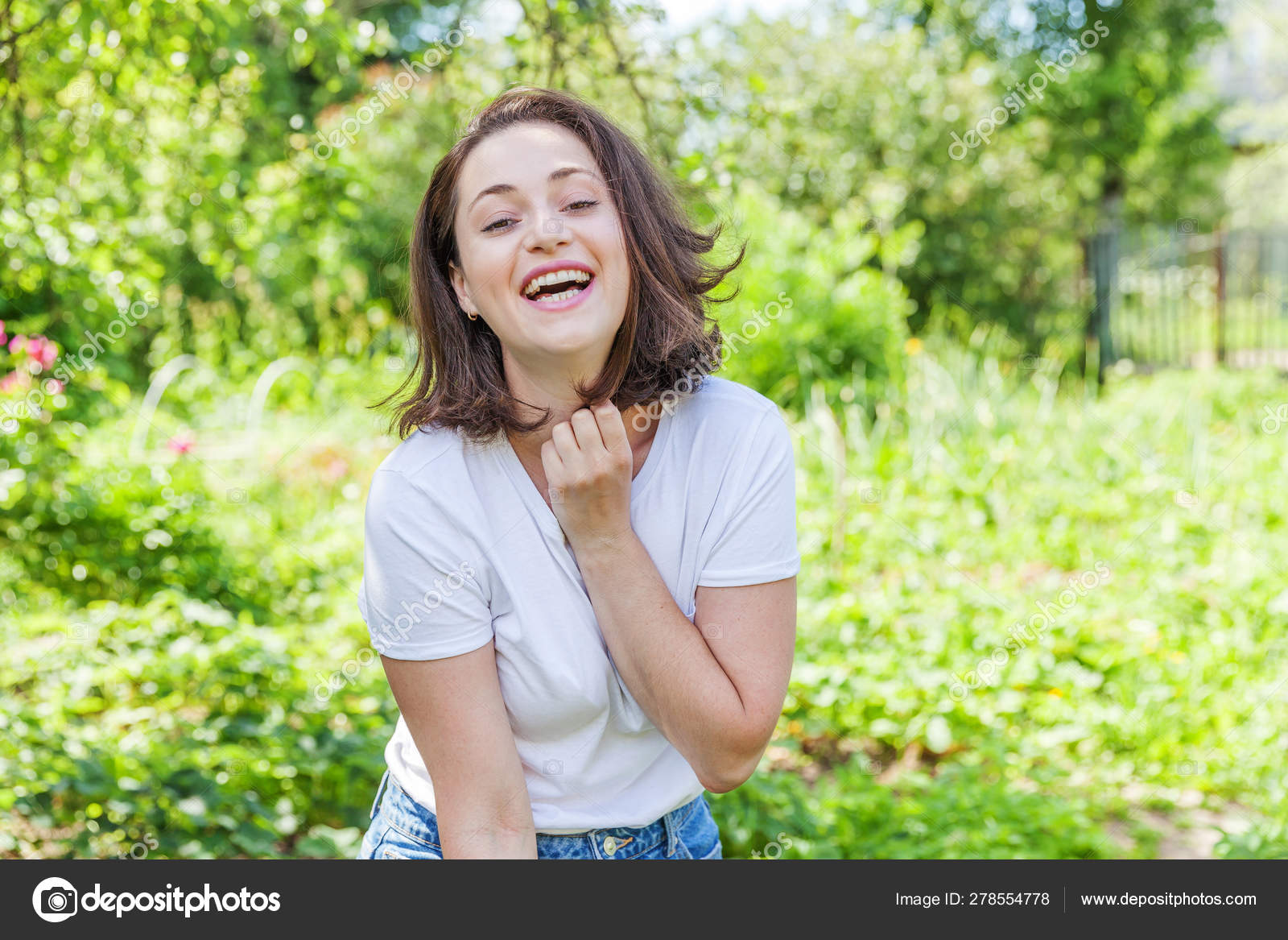 Happy Girl Smiling Beauty Portrait Young Happy Positive Laughing
