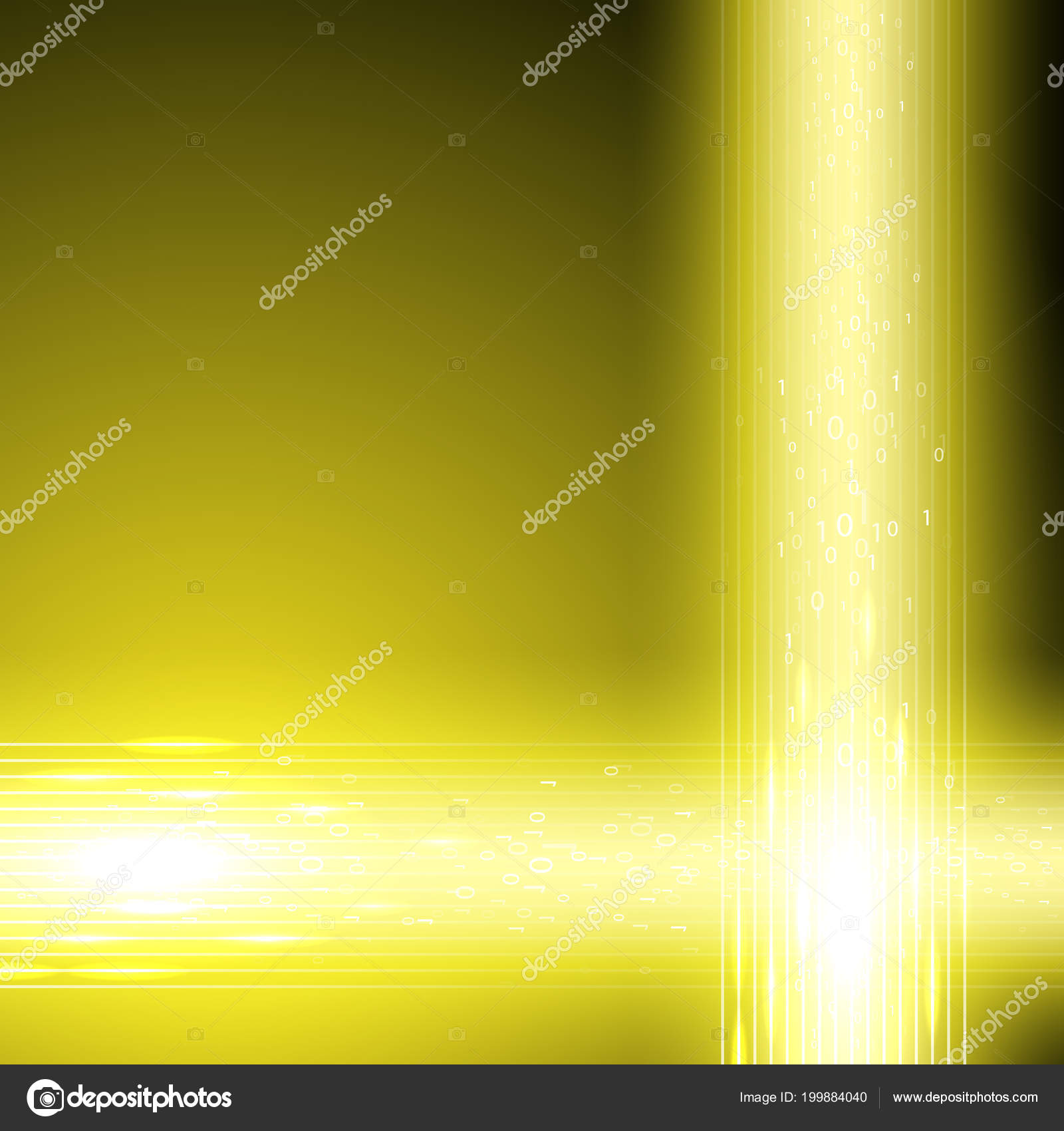 Yellow background with stream of binary code Stock Vector by ...
