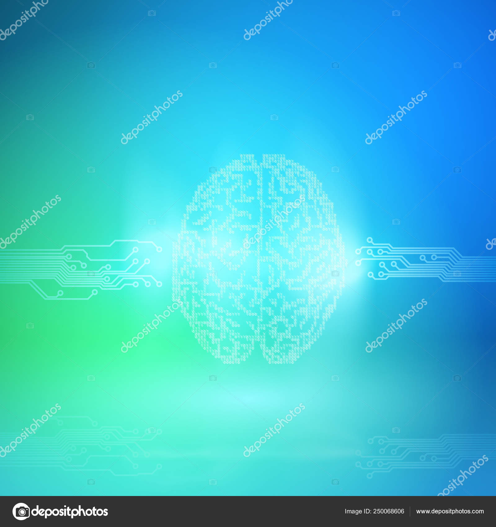 Digital brain on blue background. Artificial Intelligence concept ...