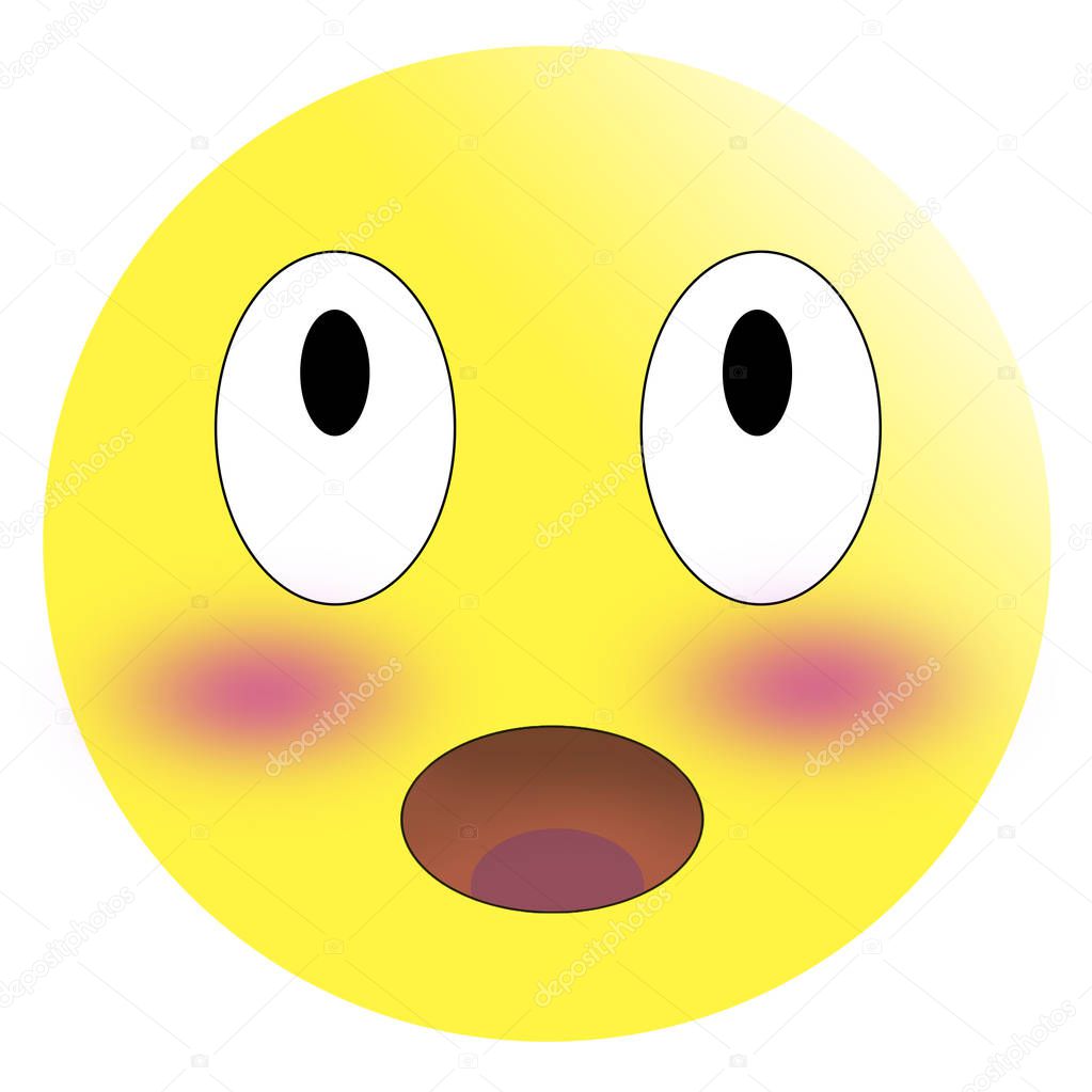 Emoticono avergonzado con mejillas rojas enrojecidas sobre un aislado ...
