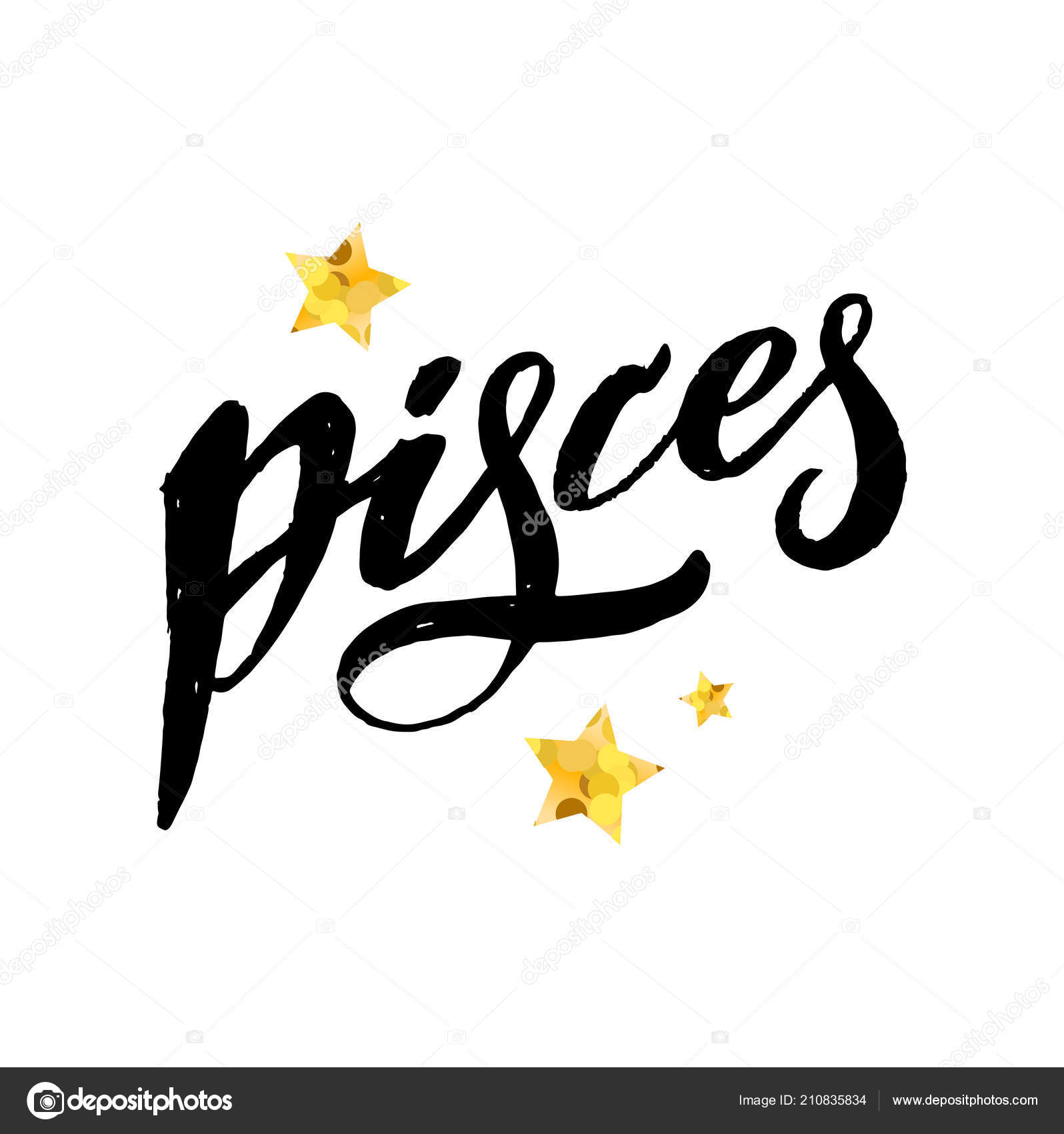 Pisces Lettering Calligraphy Brush Text Horoscope Zodiac Sign ...