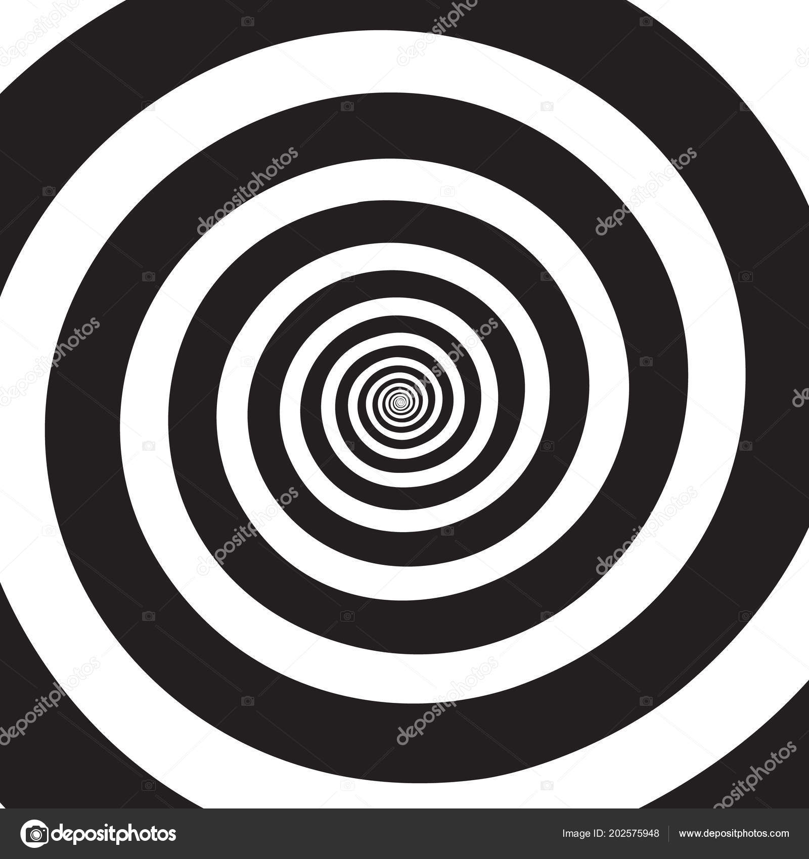 Psychedelic vector spiral. Hypnotic swirl. Black and white rotating ...