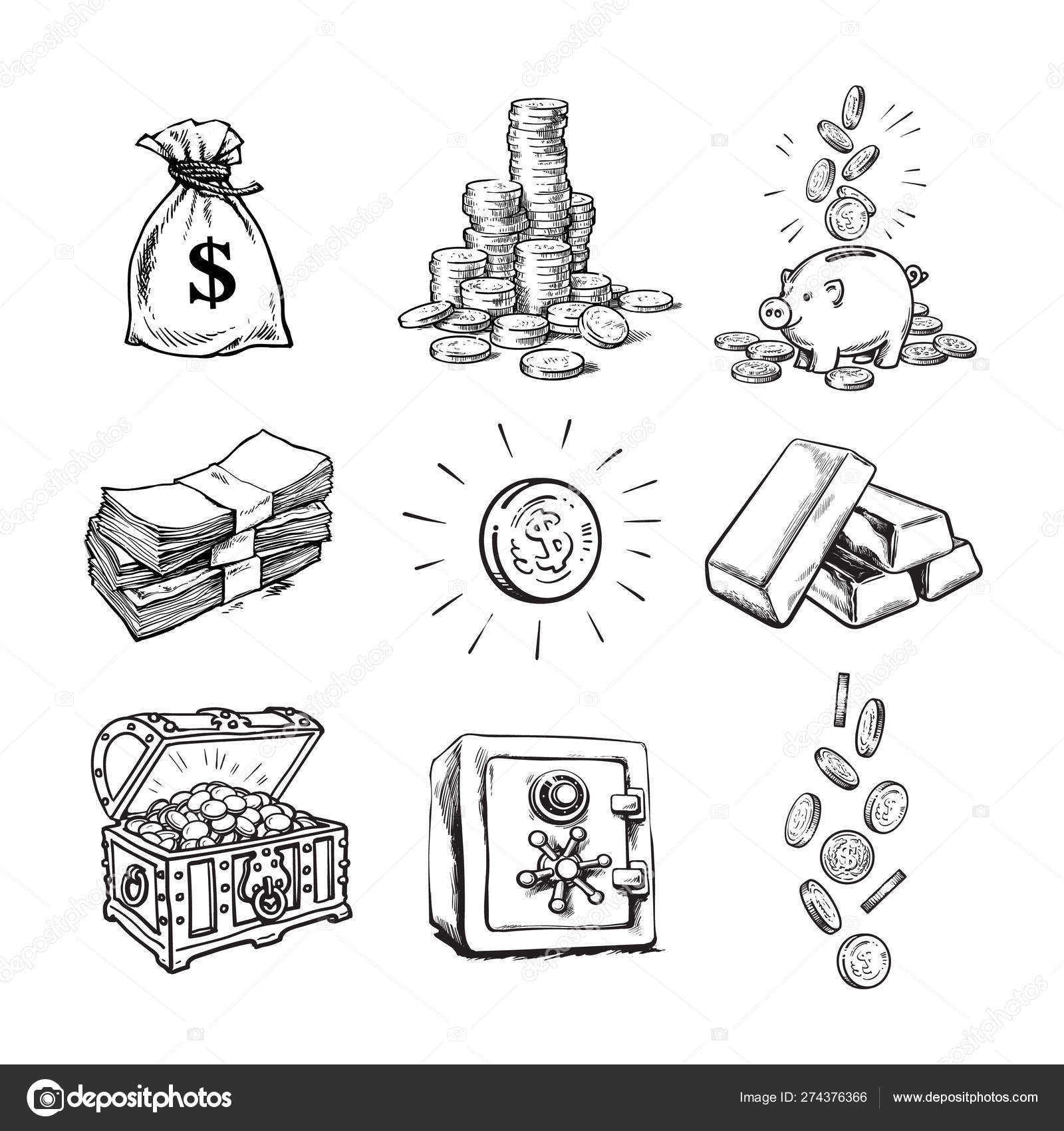 Gold Coins Falling Drawing