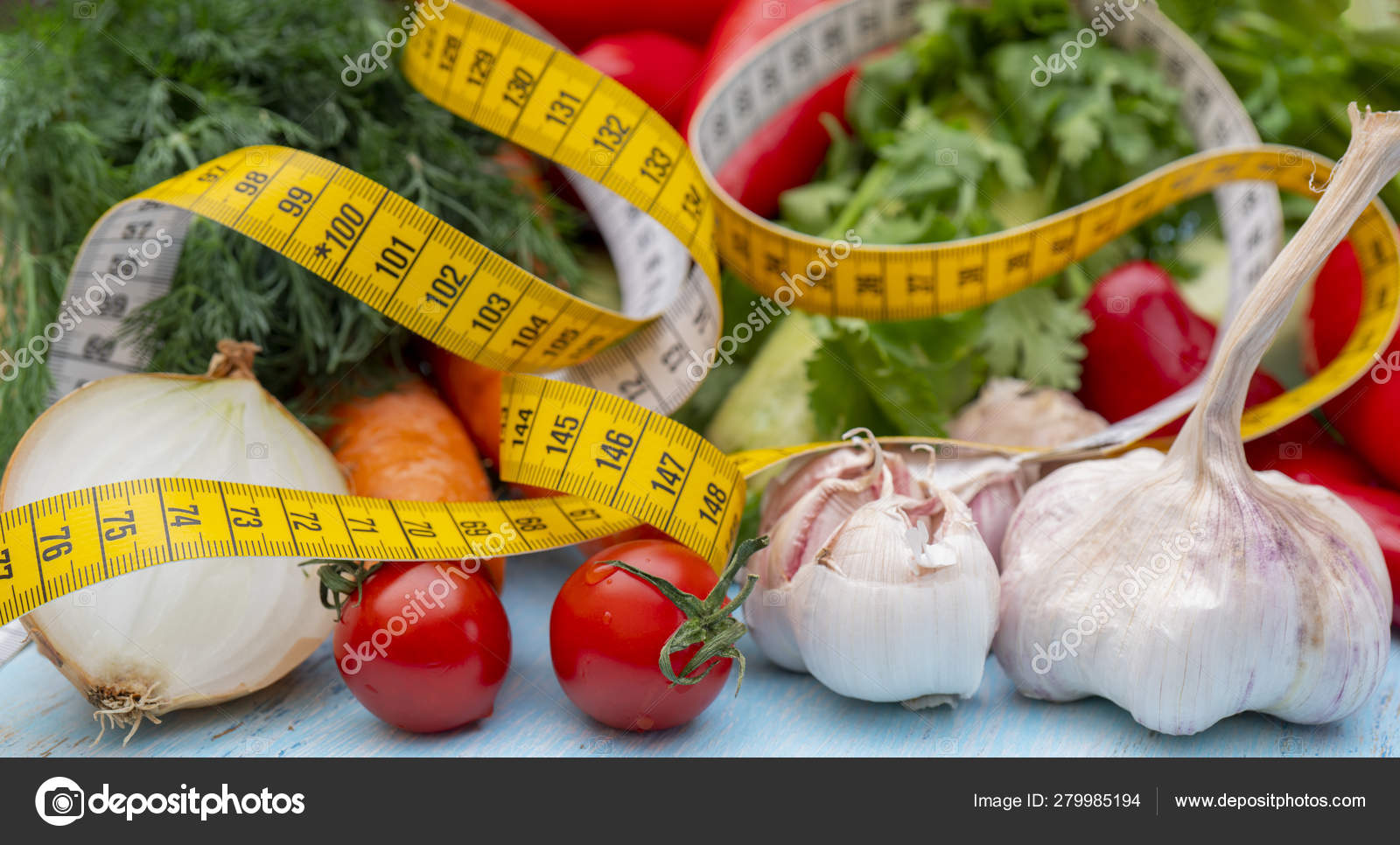 Measuring Tape Measuring Circumference Vegetables Diet Cooking — Stock ...