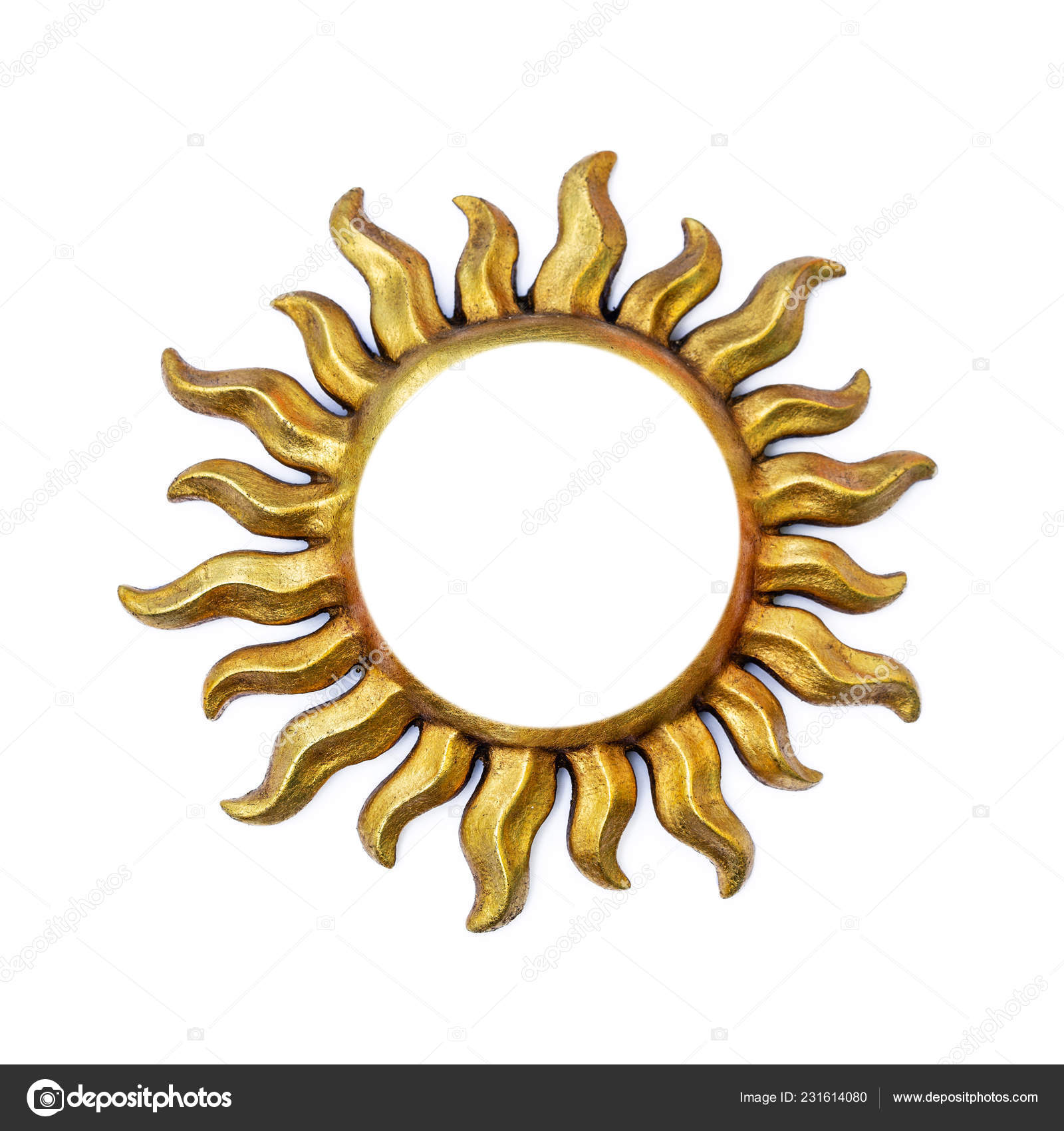 Golden Sun Shape Frame Sunrays Isolated White Wooden Decor Ornament Stock Illustration by ...