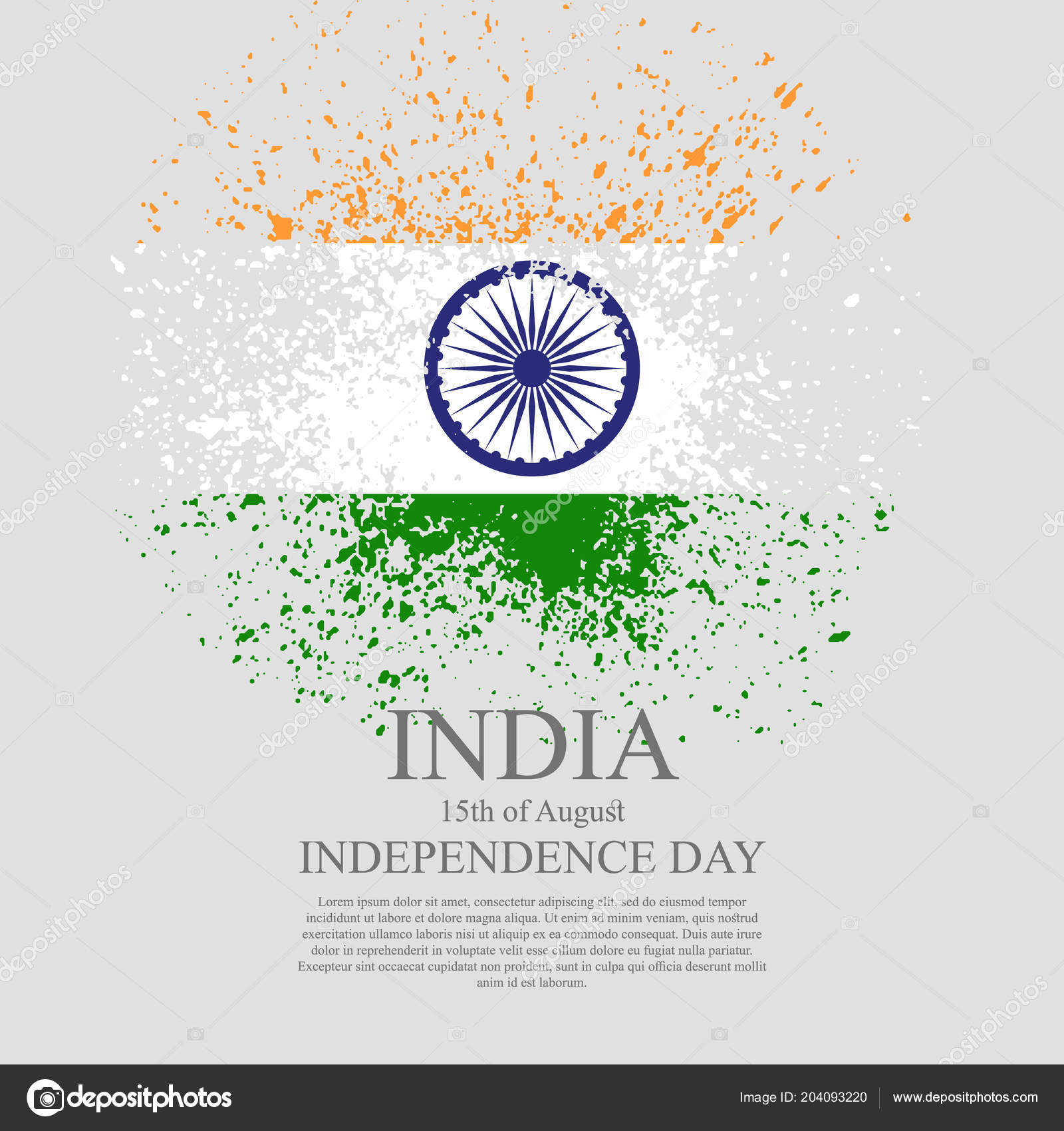 Indian flag tri-color based grunge design with floral frame decorative ...