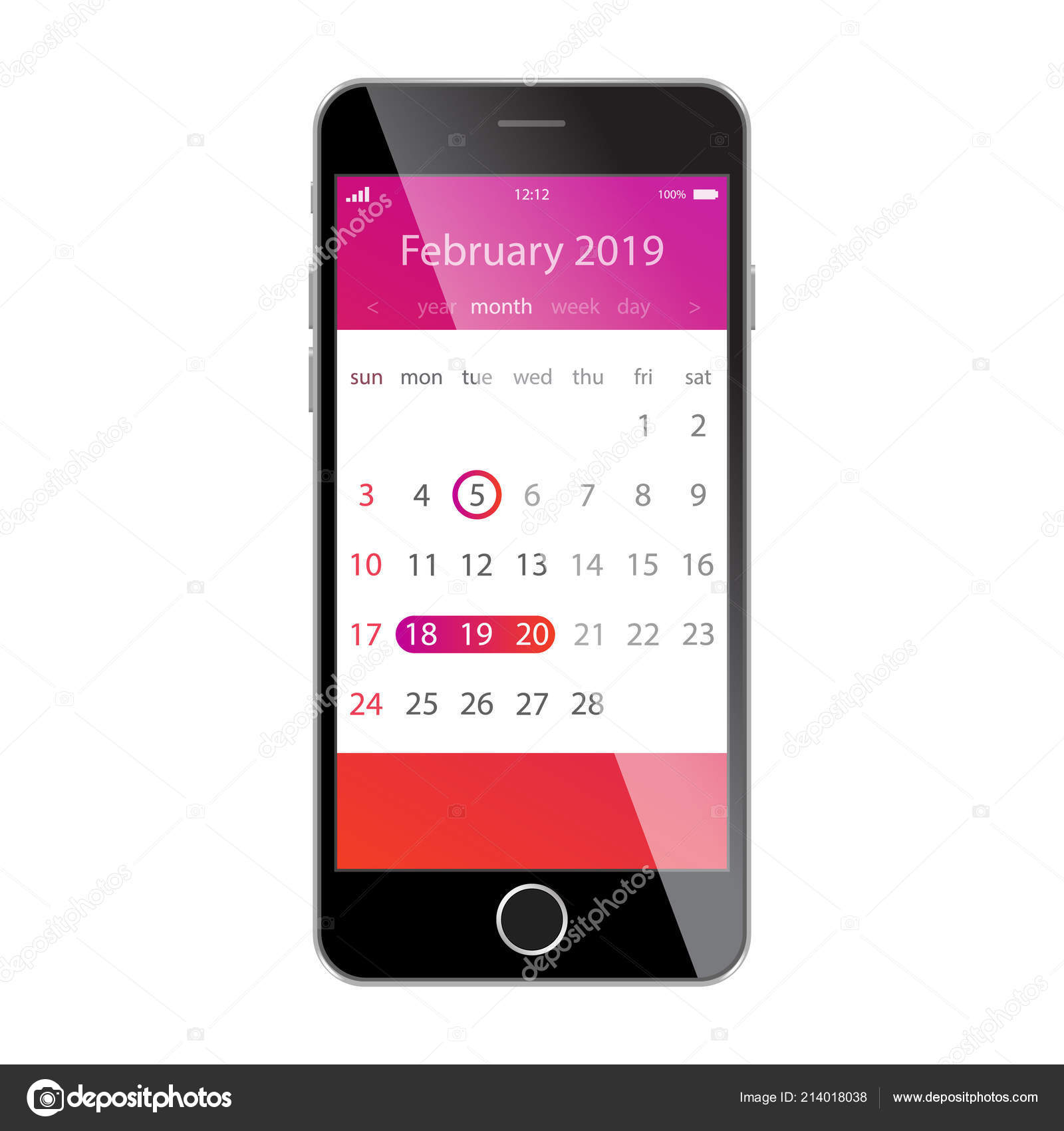 Calendar on smartphone screen. Planning, schedule, timetable ...