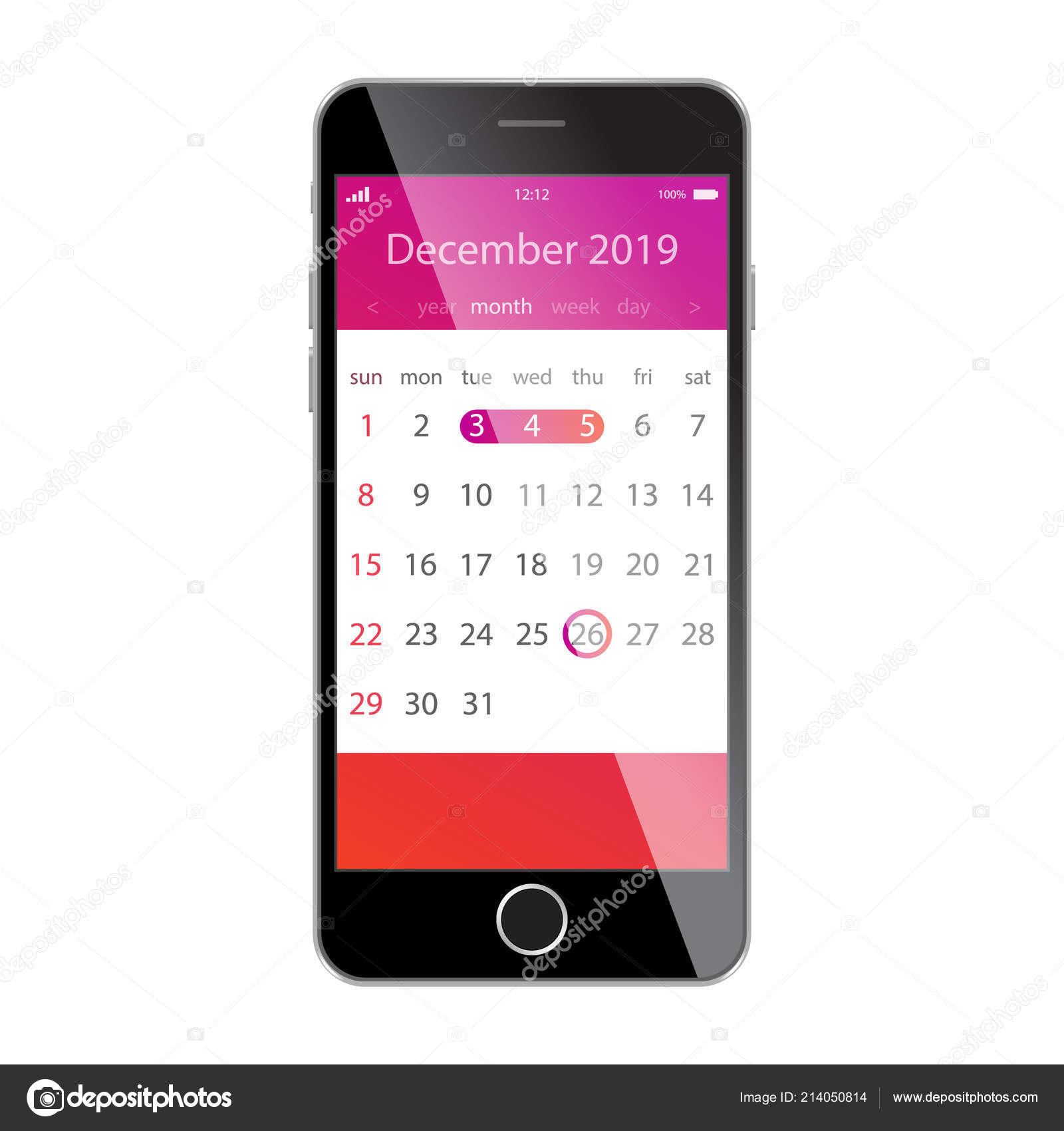 Calendar on smartphone screen. Planning, schedule, timetable ...