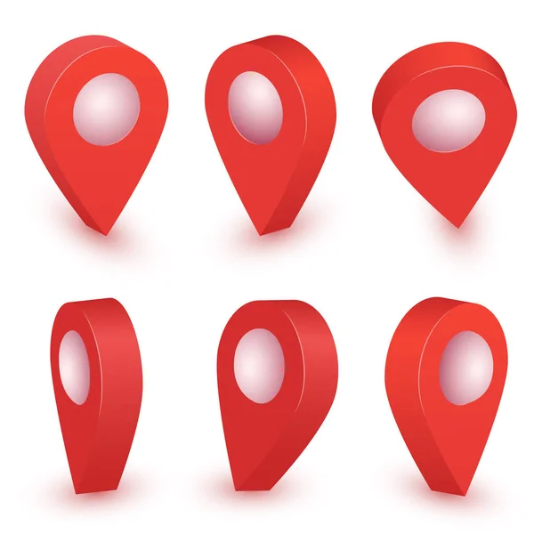 Creative vector illustration of locator, pin realistic 3d map pointers in various angle isolated ...