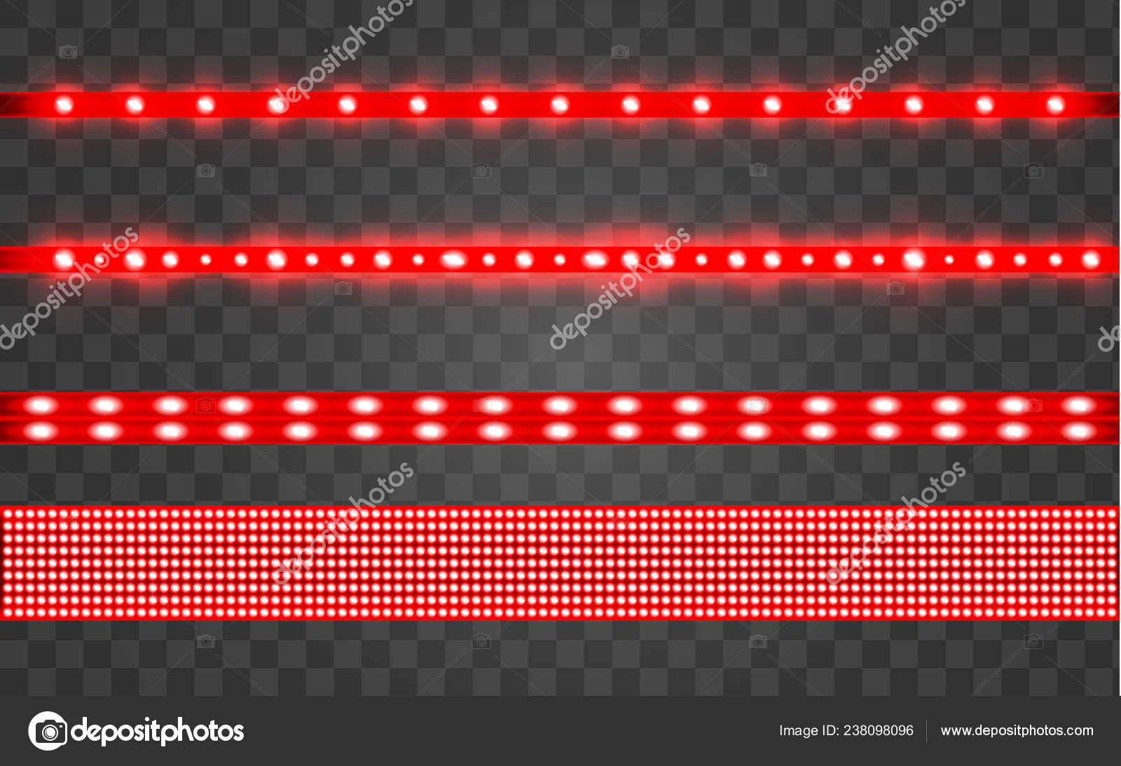 Set LED realistic green ribbon on a transparent background. Stock ...