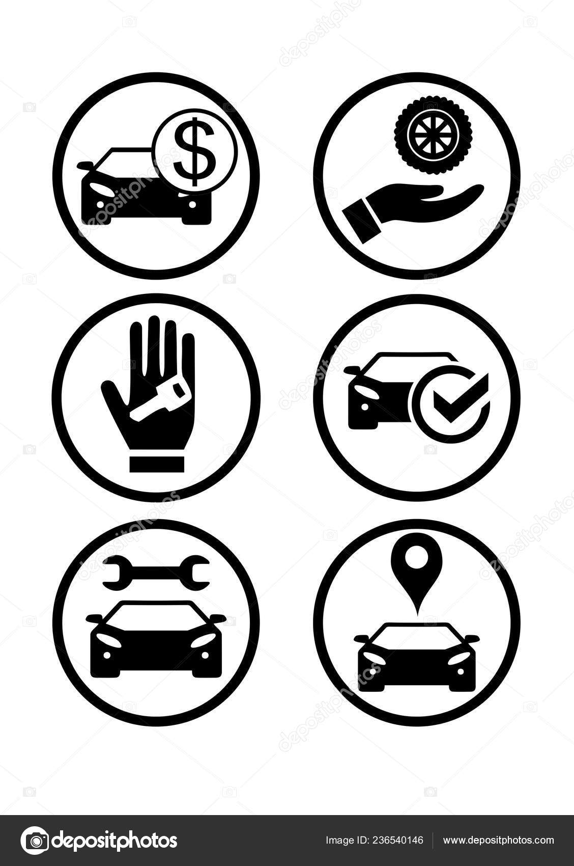 Set Icons Car Purchase Sale Repair Isolated White Stock Vector by ...