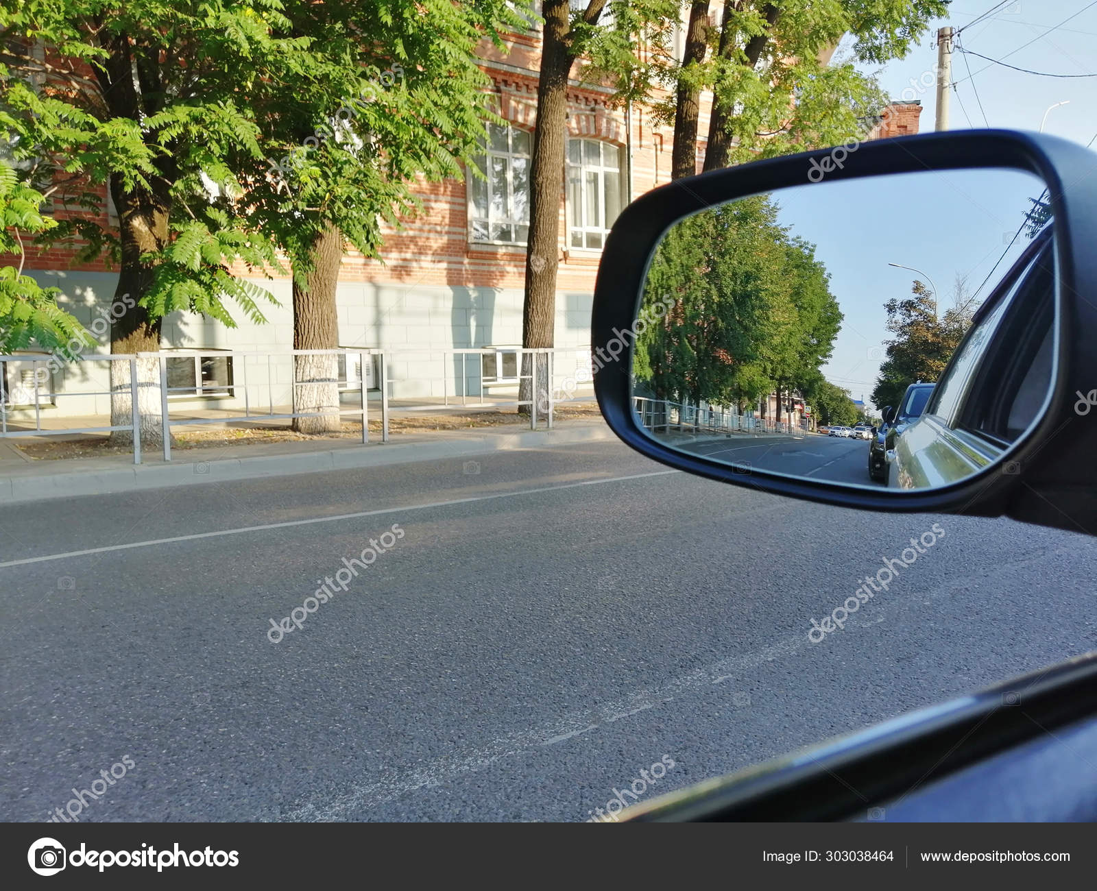 Side Mirror Vehicles Reflection Road Stock Photo by ©liliyadzyba 303038464
