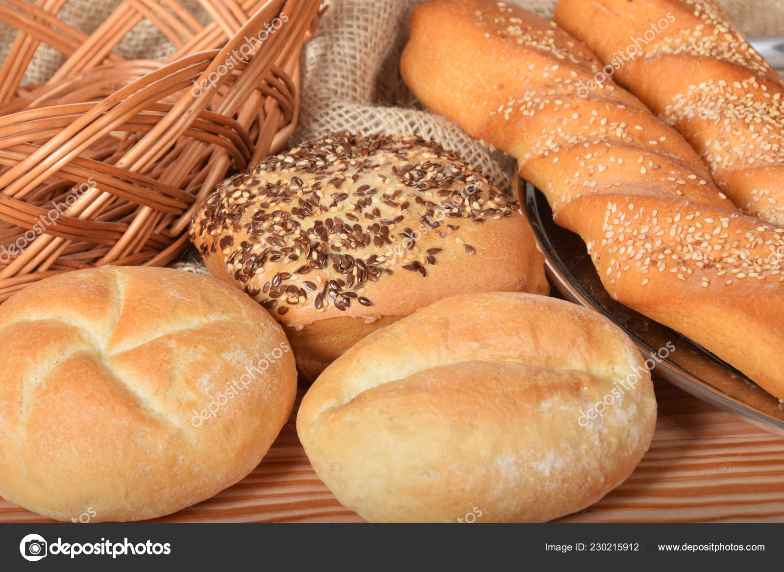Various Fresh Crispy Baked Buns Seeds — Stock Photo © kingapl #230215912