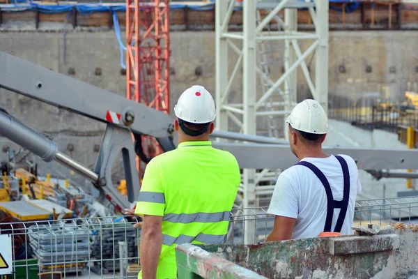 Back View Construction Worker Walking Building Site — Stock Photo ...