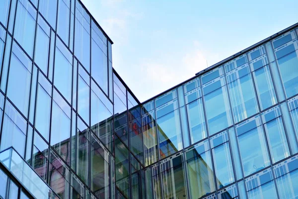 Blue clean glass wall of modern office building - Stock Image - Everypixel