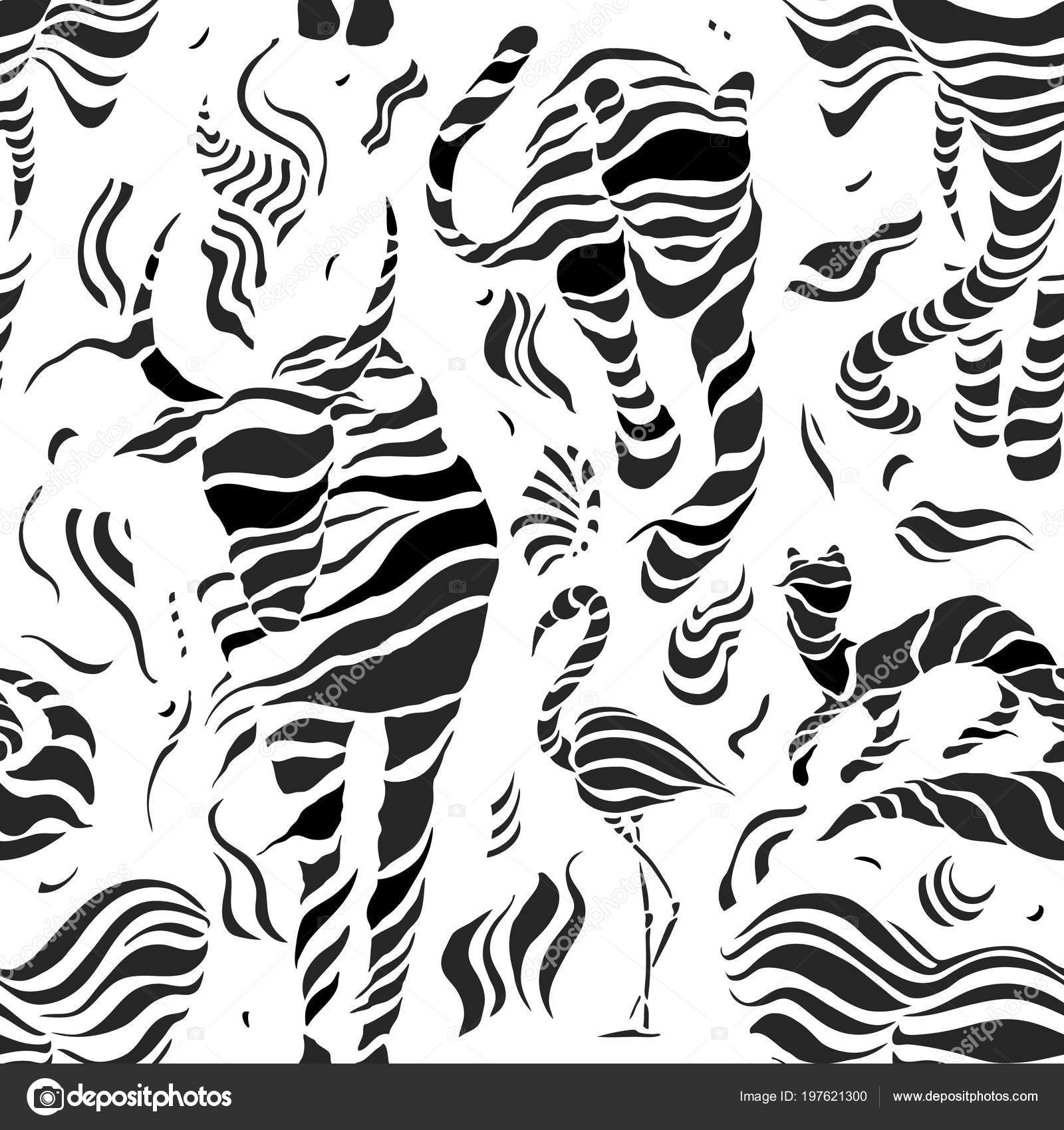 Stylized wild animals. Hand drawn seamless pattern Stock Vector by ...