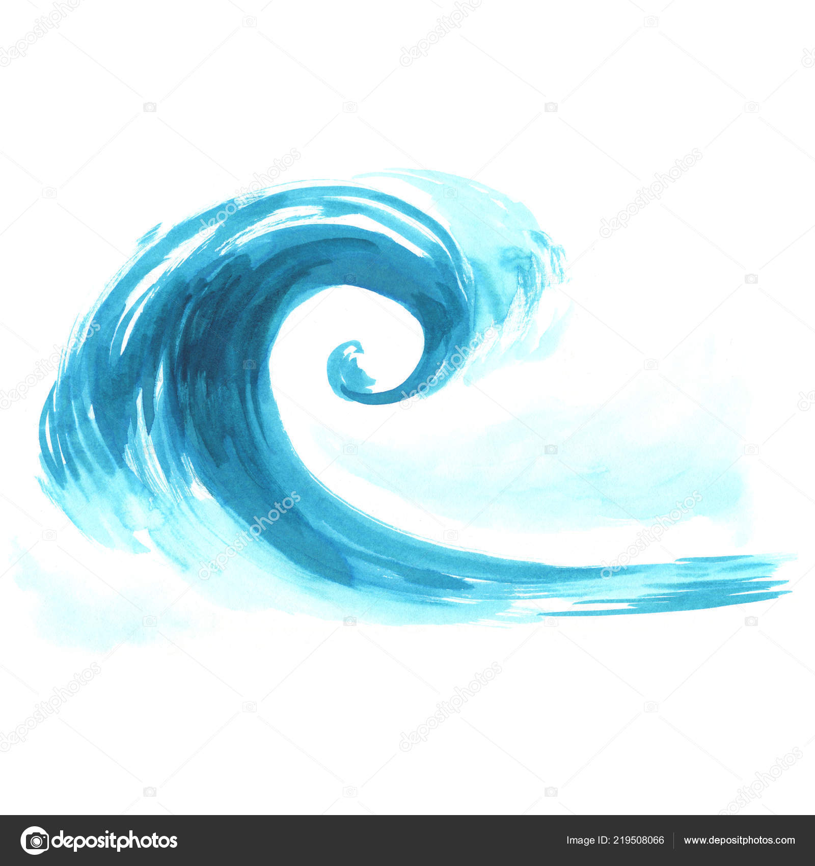 Hand drawn Sea wave. Abstract Watercolor sketch Stock Illustration by ...