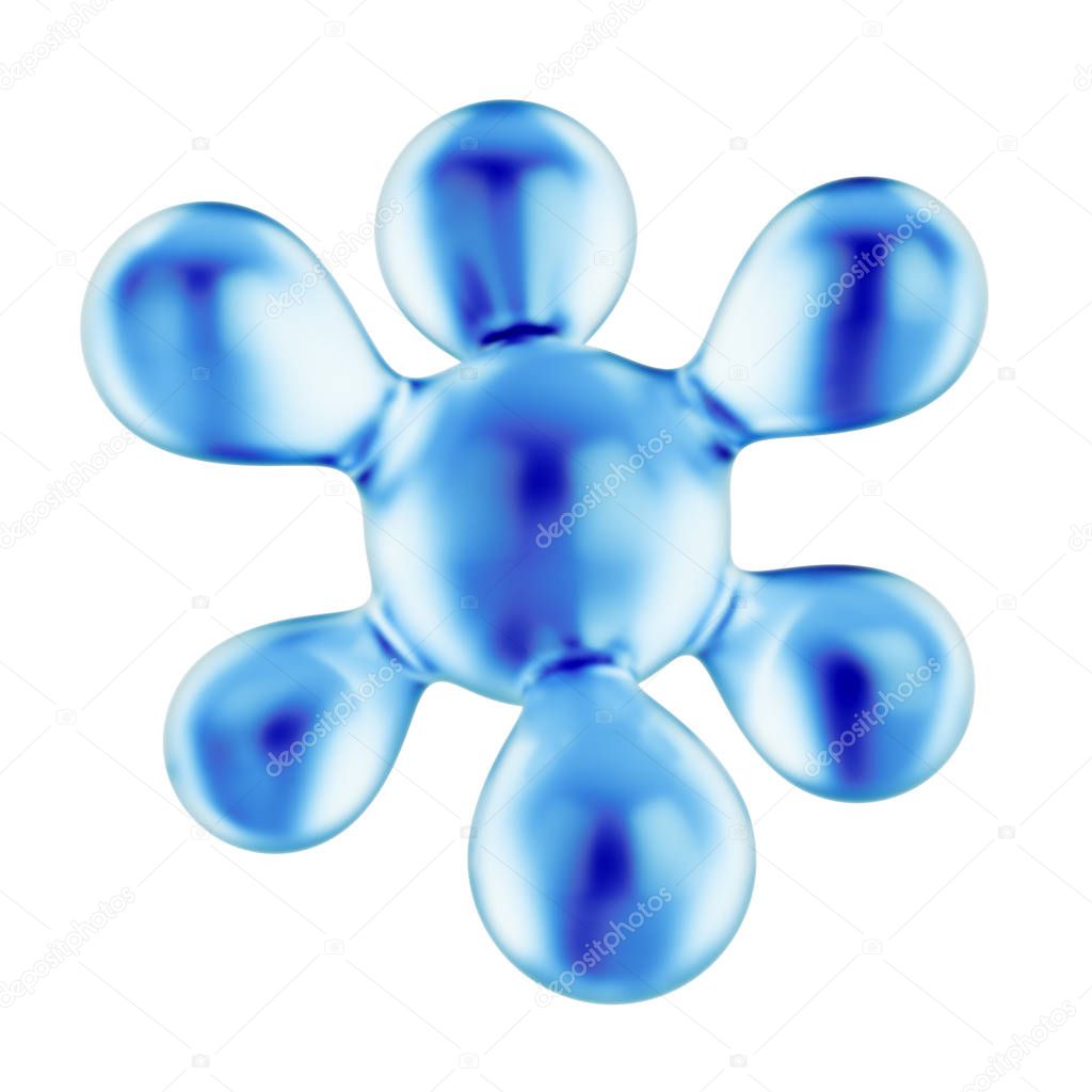 Molécula azul transparente aislada sobre fondo blanco. Estructura ...
