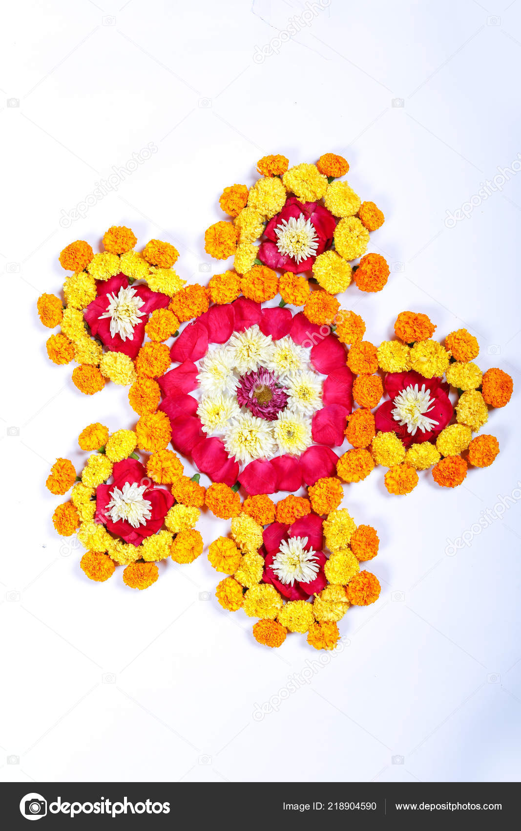 Marigold Flower Rangoli Design Diwali Festival Indian Festival Flower ...