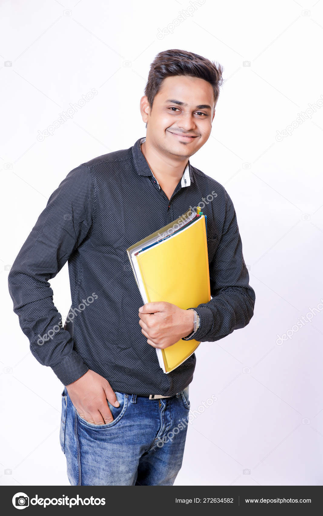 Young Indian Man Holding Files Hand — Stock Photo © adsniks@gmail.com ...