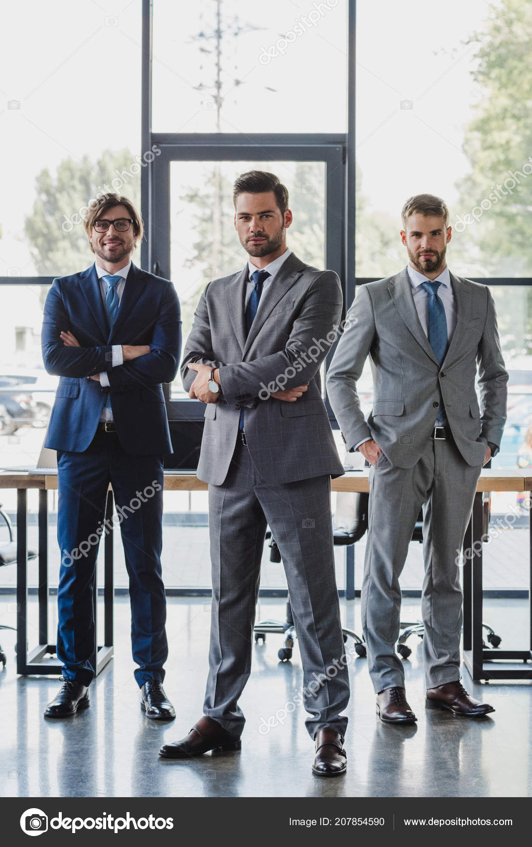 Confident Young Businessmen Formal Wear Standing Together Looking ...