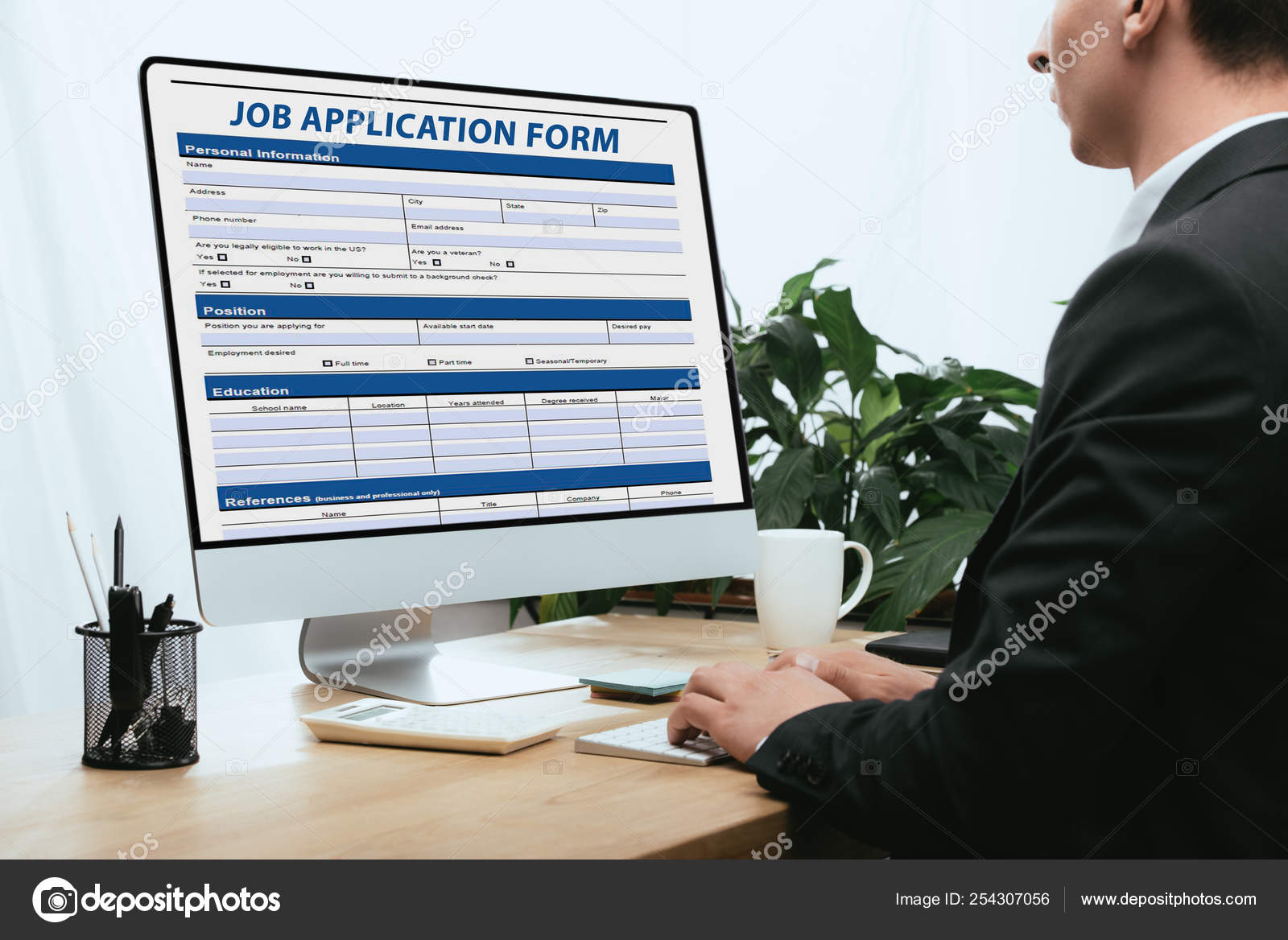 Cropped View Man Filling Job Application Form Employment Career Concept ...