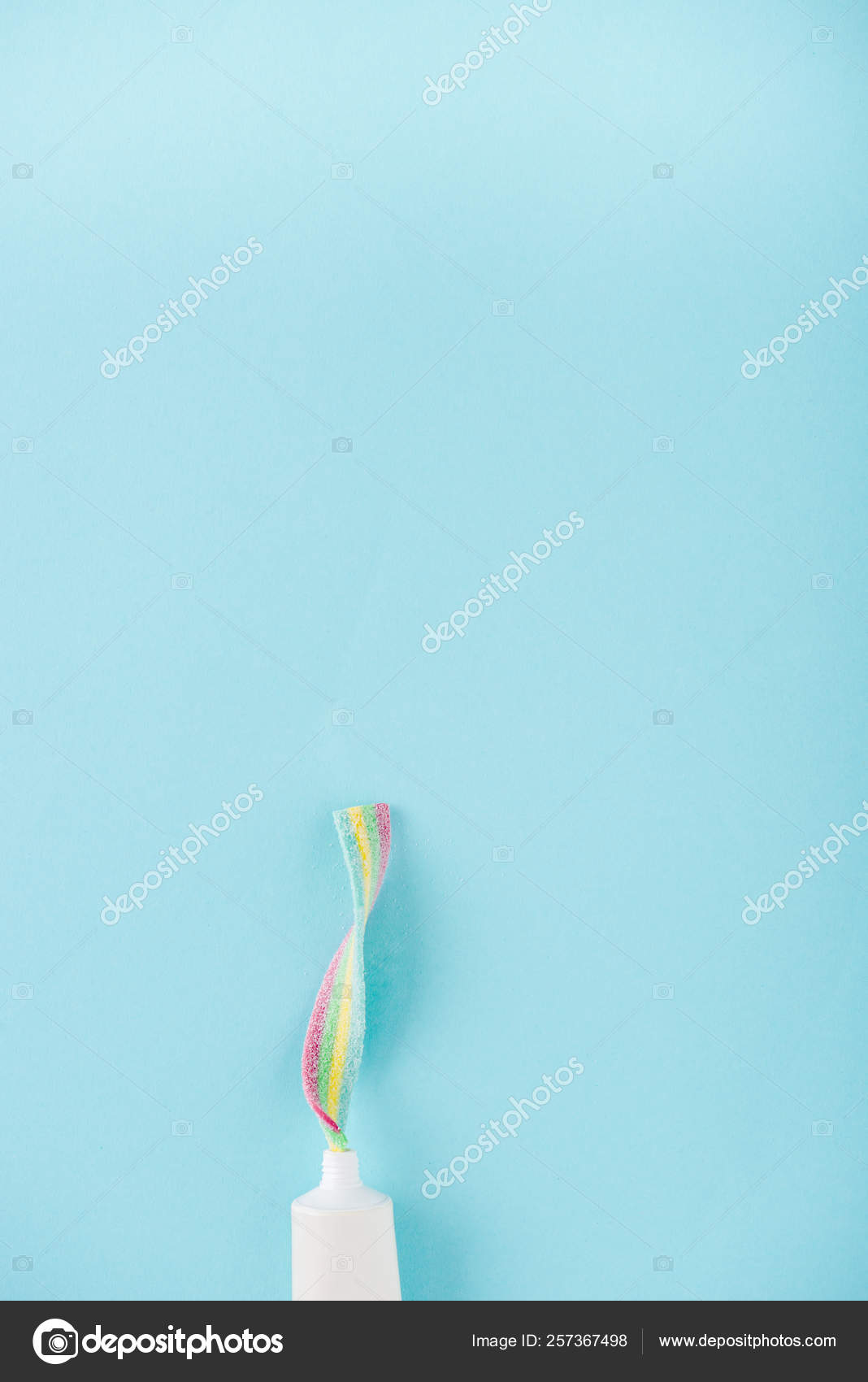 Top View Toothpaste Tube Chewing Candy Isolated Blue Copy Space — Stock ...