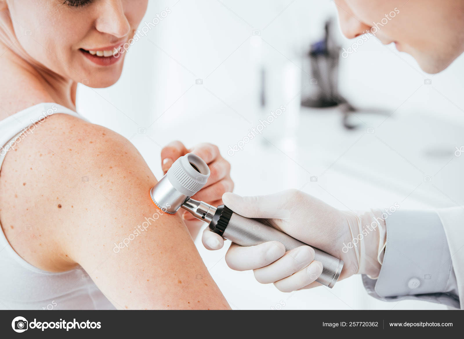Cropped View Dermatologist Holding Dermatoscope While Examining ...
