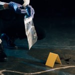 Investigator Uniform Gathering Evidences Crime Scene Stock Photo by ...