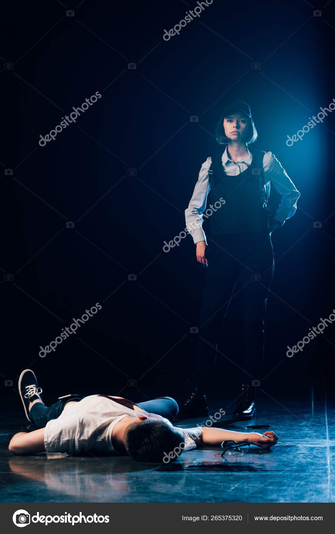 Investigator Uniform Standing Corpse Crime Scene Stock Photo by ...