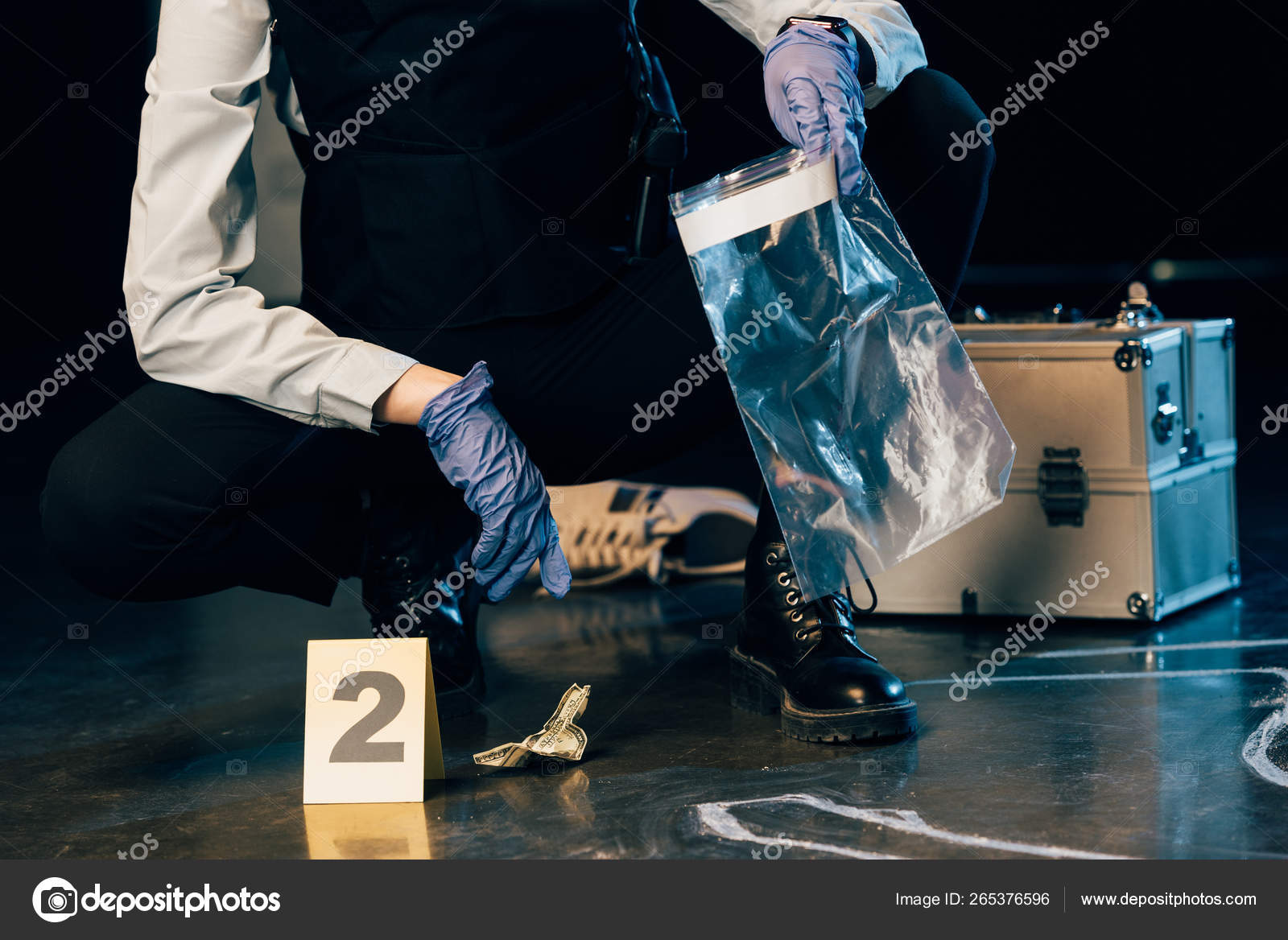 Partial View Investigator Uniform Collecting Evidences Crime Scene ...