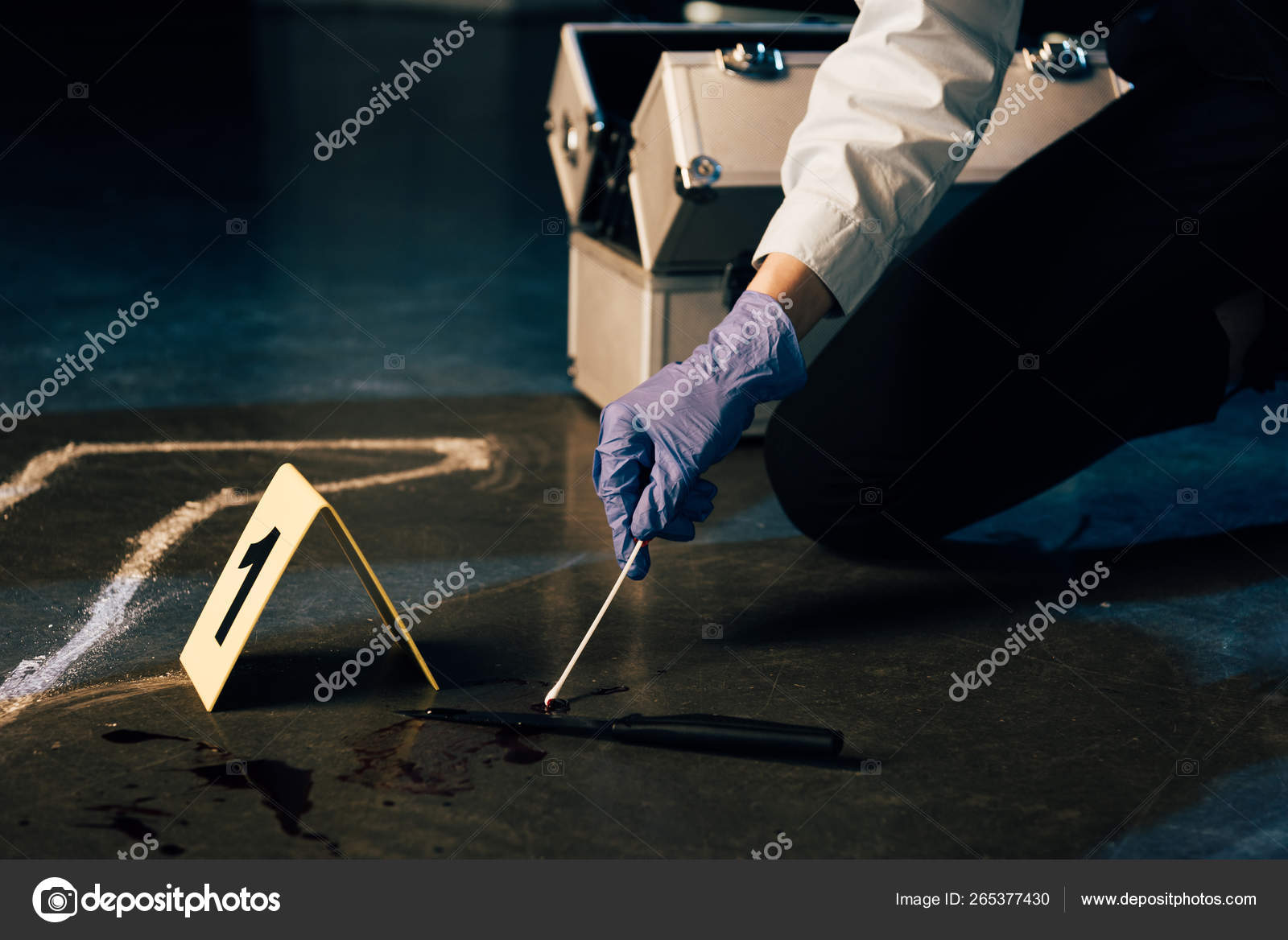 Partial View Investigaror Gloves Searching Dna Evidence Crime Scene ...
