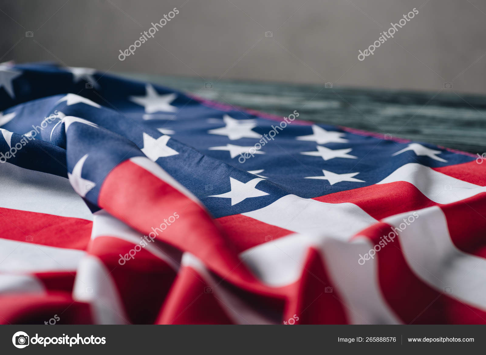 Folded American Flag Grey Background Memorial Day Concept Stock Photo ...