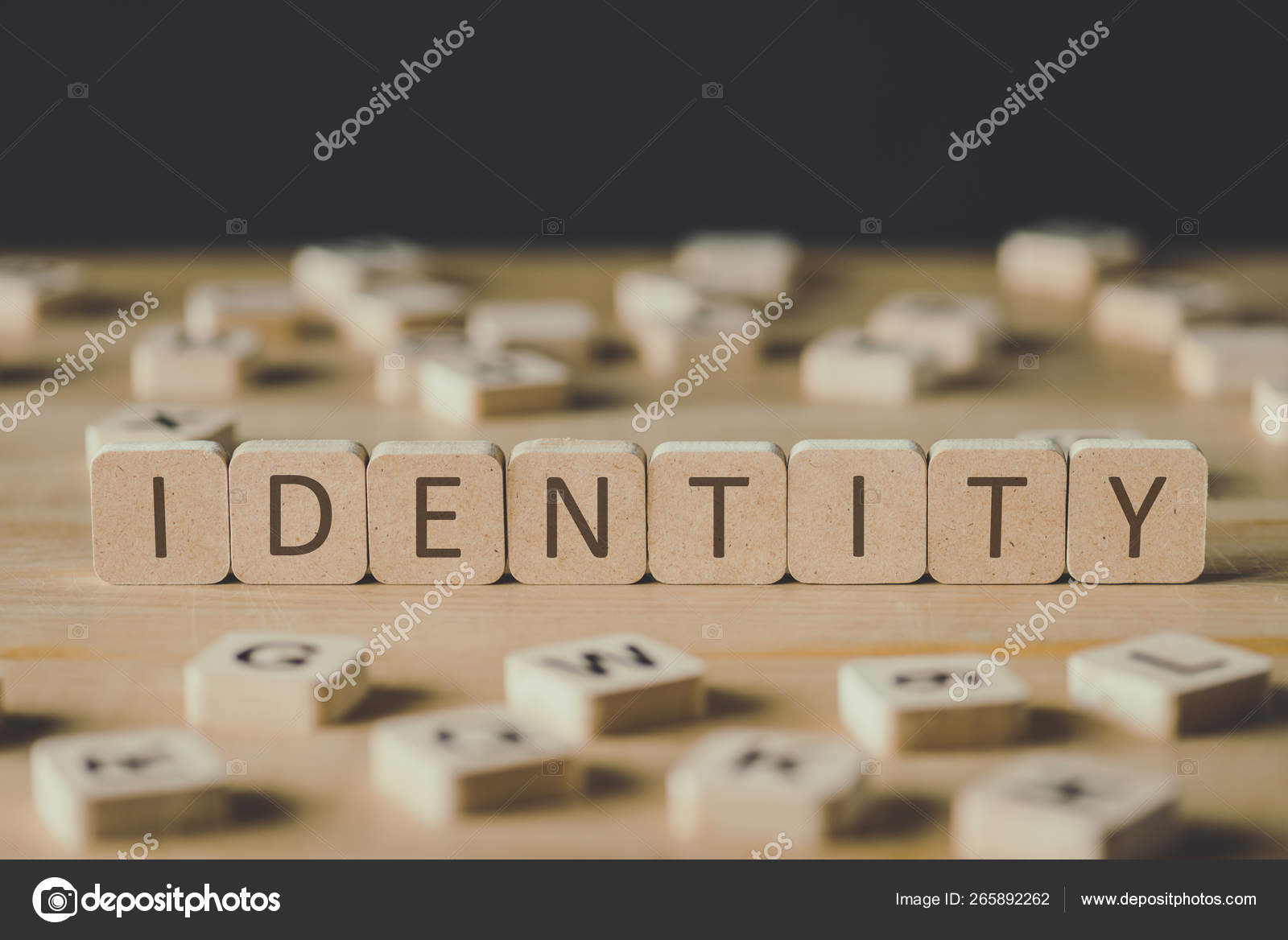 Selective Focus Word Identity Made Cubes Surrounded Blocks Letters ...
