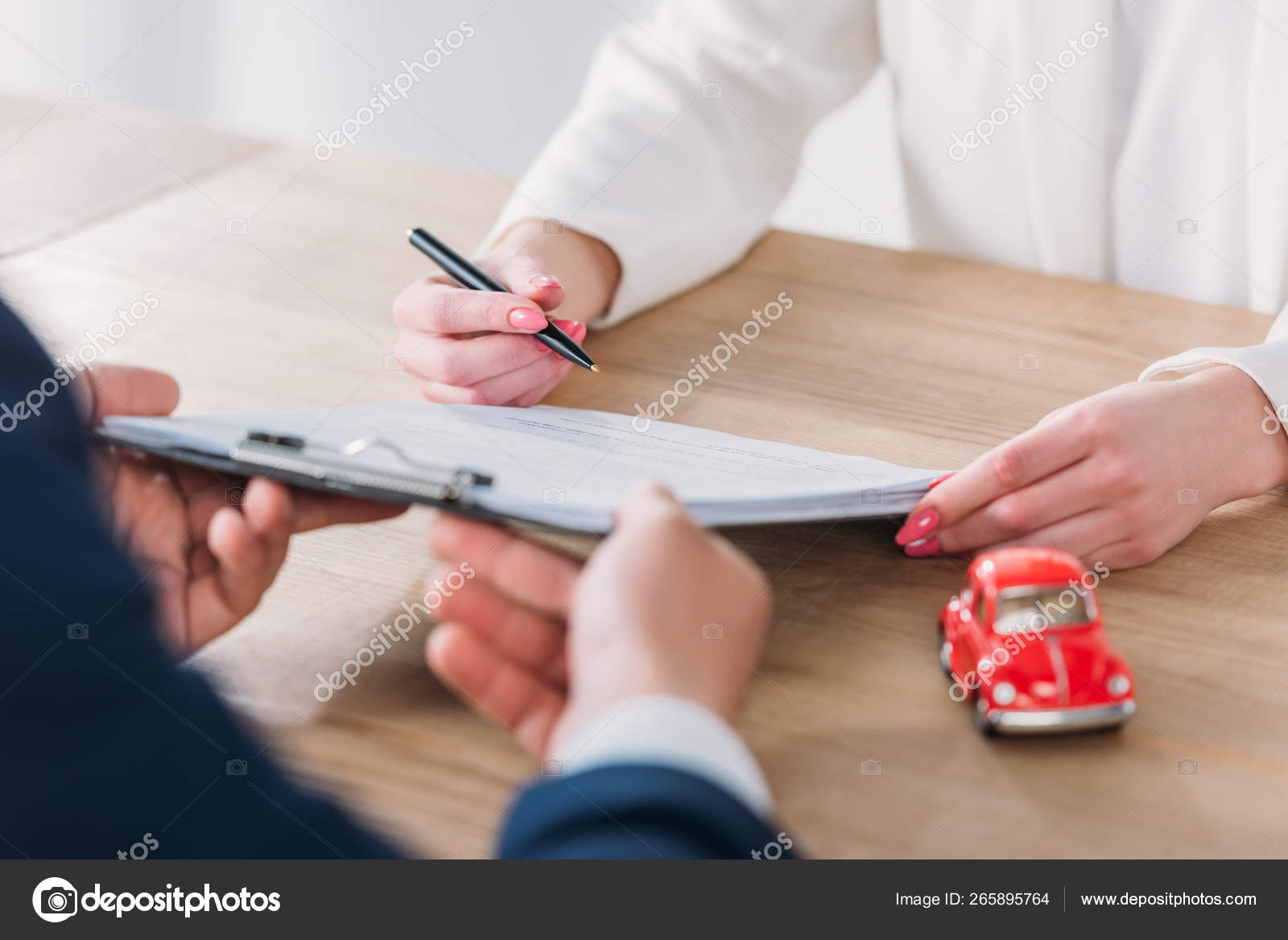 Partial View Client Signing Contract Clipboard Managers Hands Stock ...