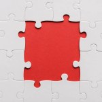 Top View Connected Jigsaw Puzzle Pieces Isolated Red Stock Photo by ...