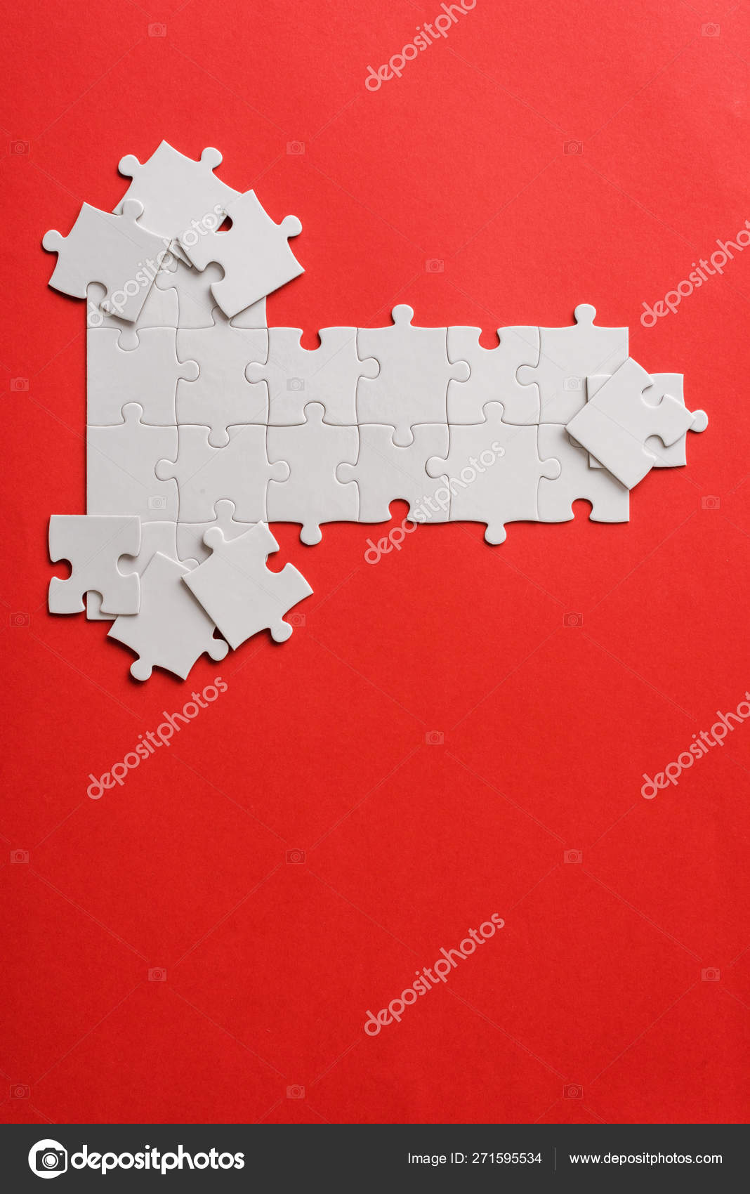 Top View White Connected Puzzle Pieces Shapes Red Stock Photo by ...