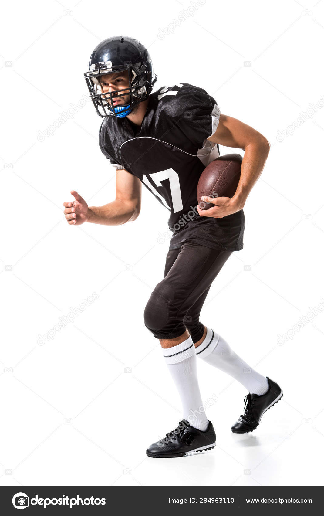 American Football Player Unifom Ball Isolated White — Stock Photo ...