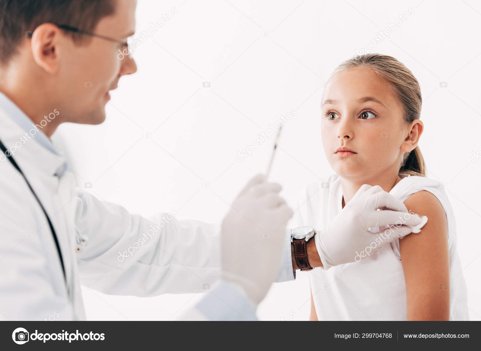 Partial View Pediatrist Doing Injection Child Isolated White Stock ... Partial View Pediatrist Doing Injection Child Isolated White Stock ...