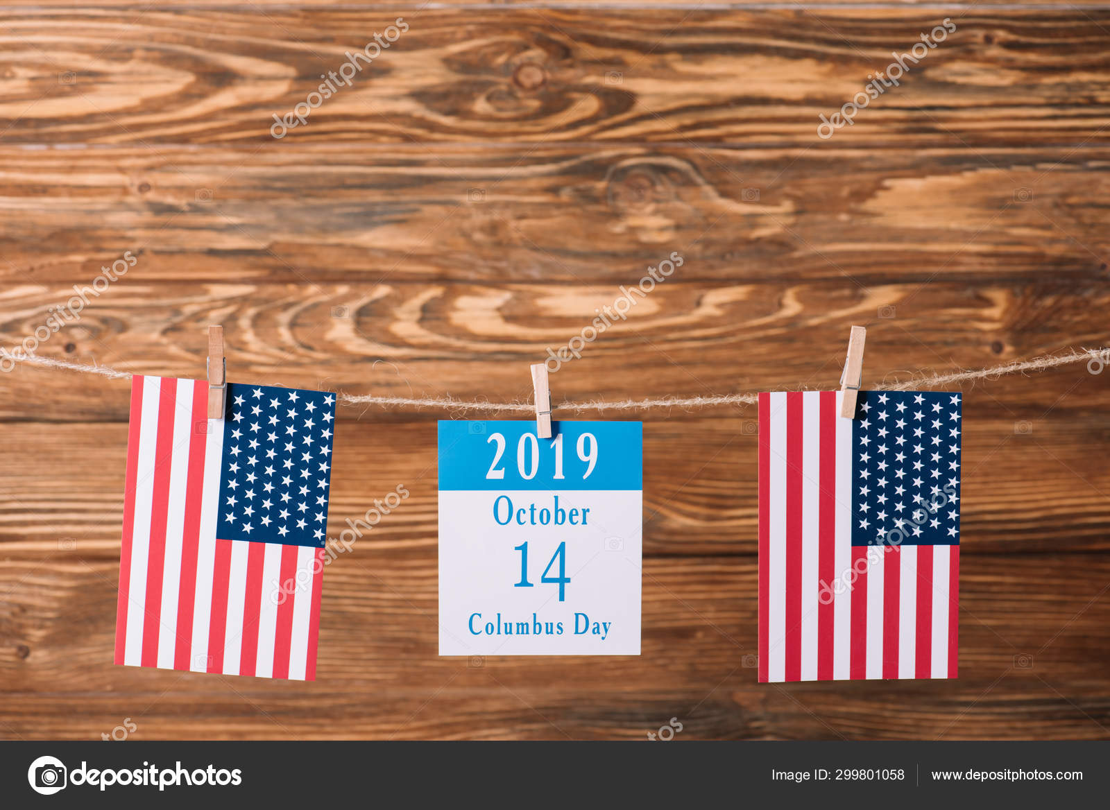 Calendar October Date National Flags America Wooden Surface Stock Photo ...