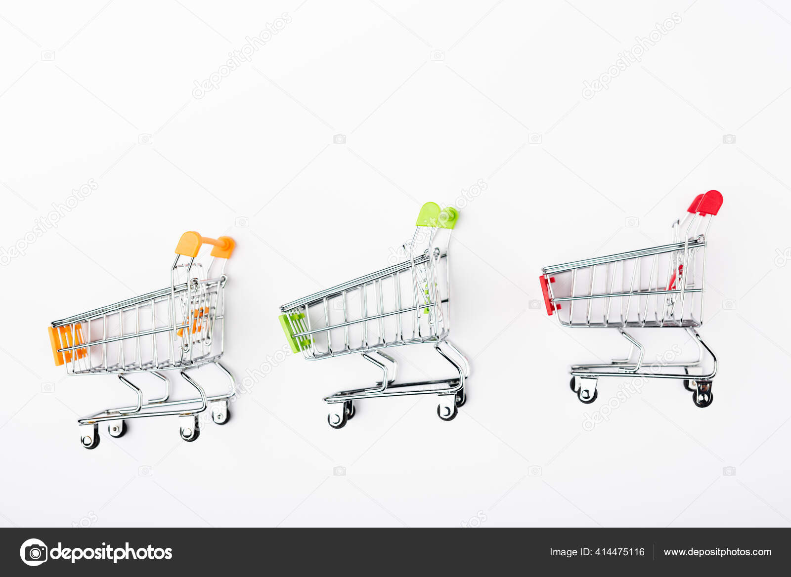 Top View Small Shopping Carts White Background Stock Photo by ...