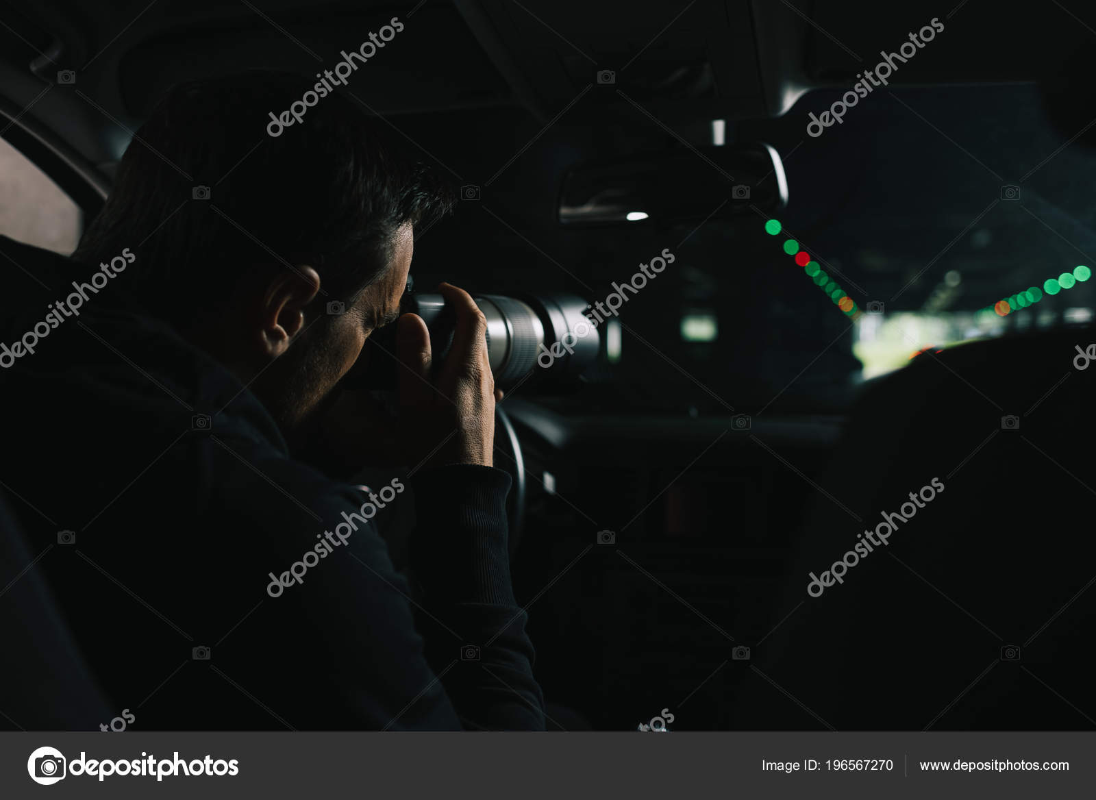 Back View Focused Man Doing Surveillance Camera Object Glass His Stock ...