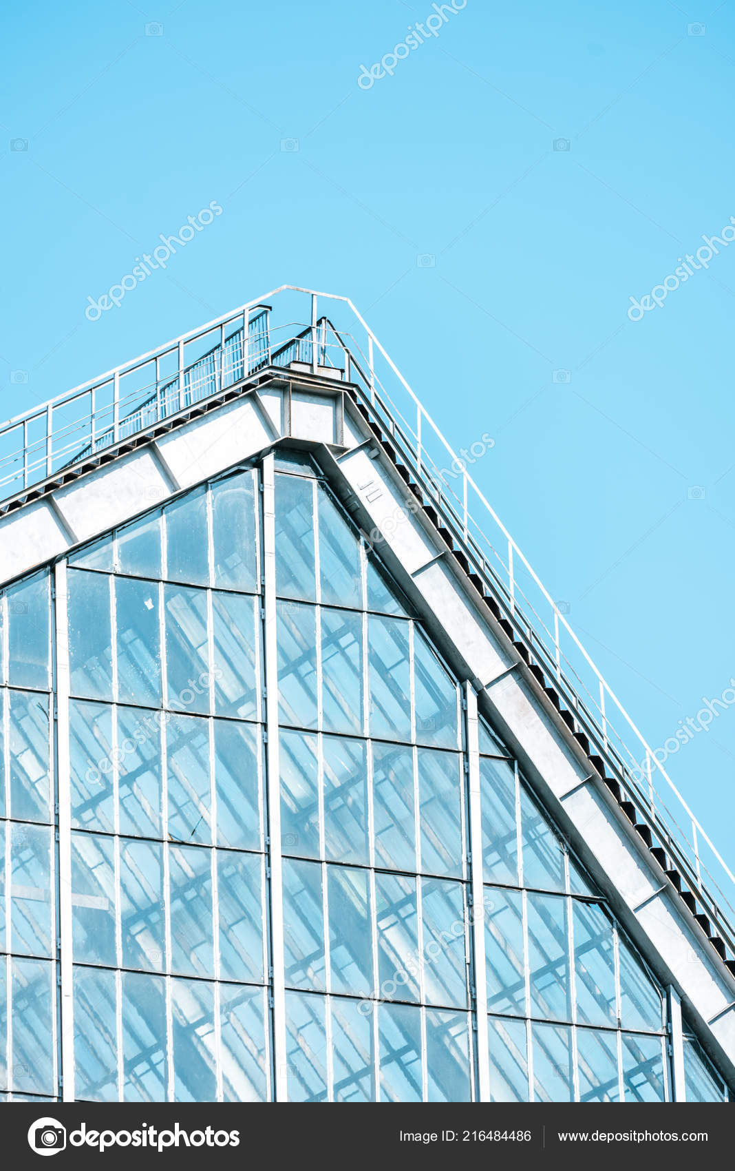Low Angle View Glass Building Roof Blue Sky — Stock Photo ...