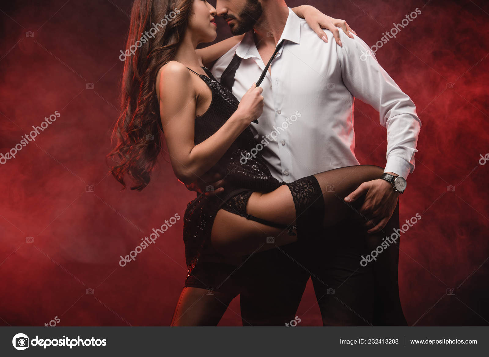 Cropped View Passionate Couple Hugging Red Smoky Room — Stock Photo © VitalikRadko #232413208