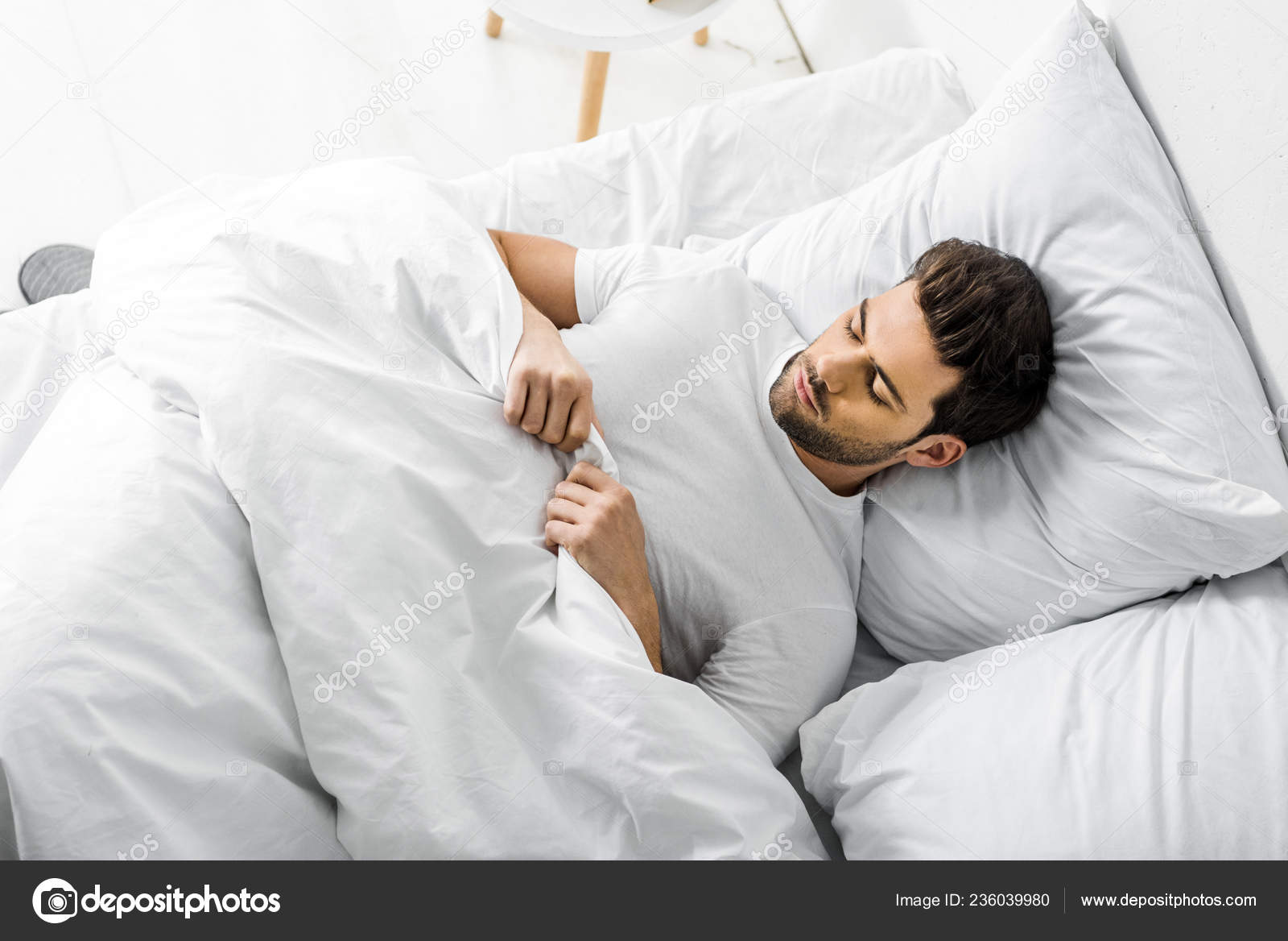 Top View Young Man Sleeping Bed Morning Stock Photo by ©VitalikRadko ...